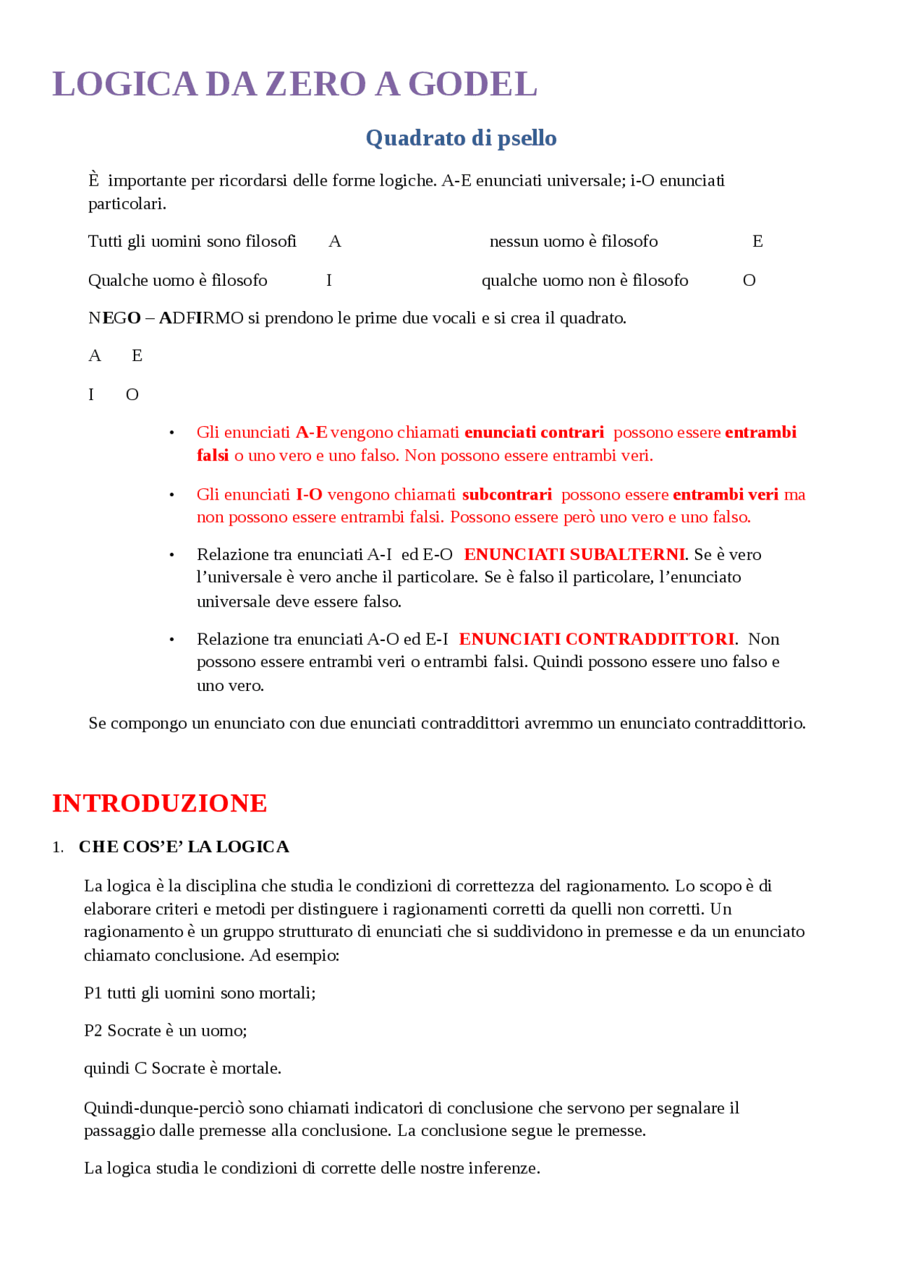 Logica Da Zero A Godel Esercizi Docsity