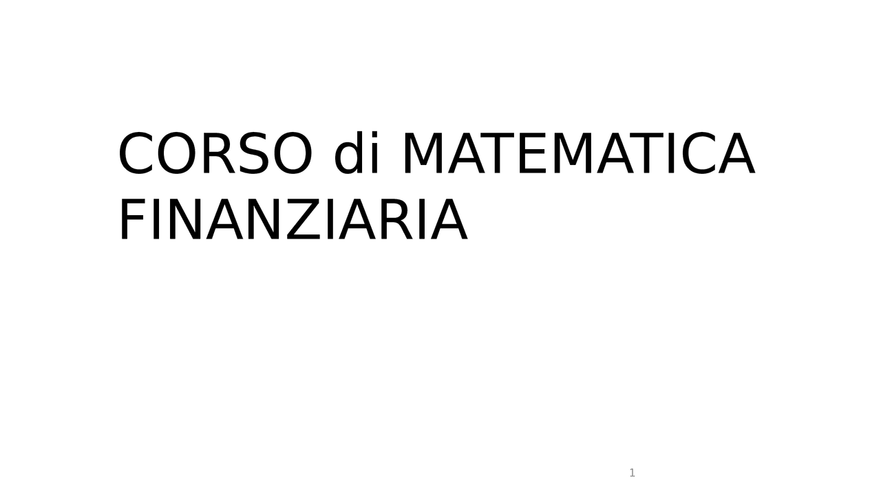Matematica finanziaria formule - Docsity