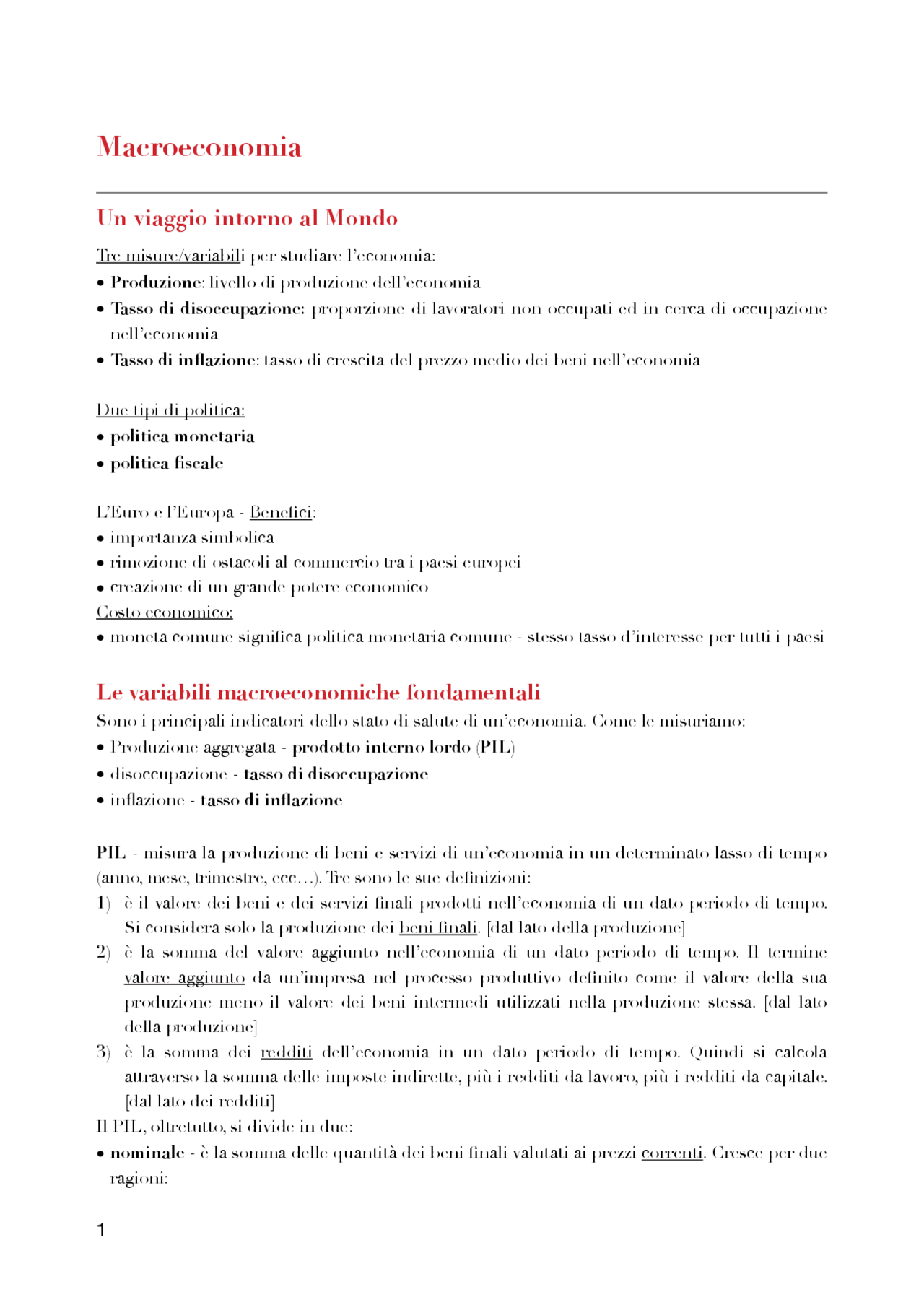 Macroeconomia Riassunto Docsity