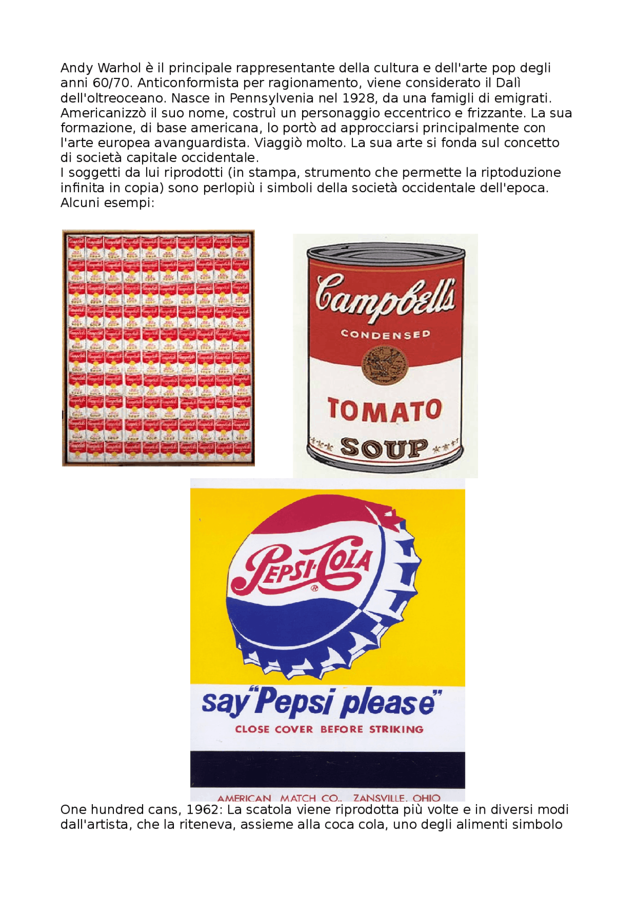 Warhol Appunti Docsity