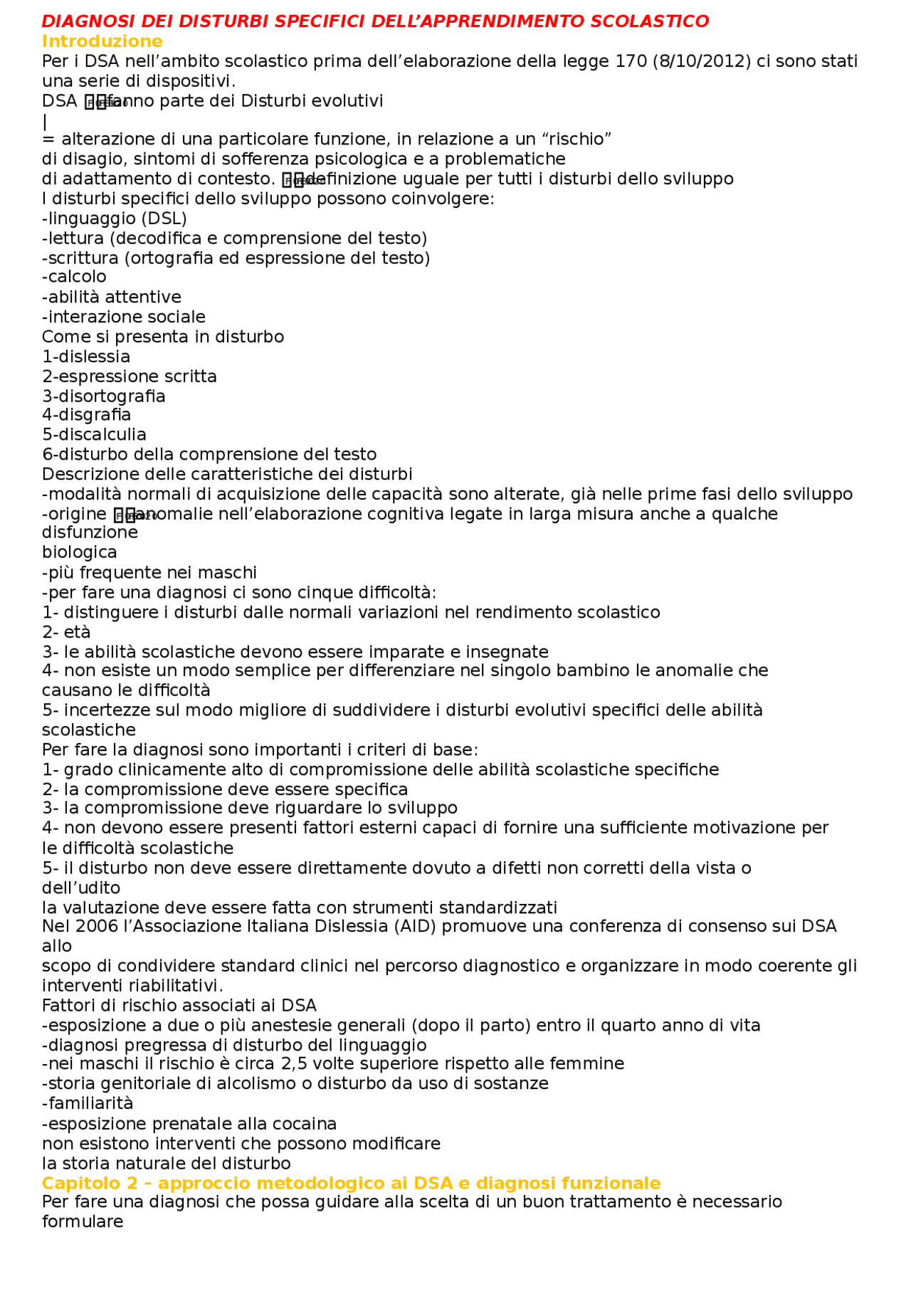 Diagnosi Dei Disturbi Specifici Dell Docsity