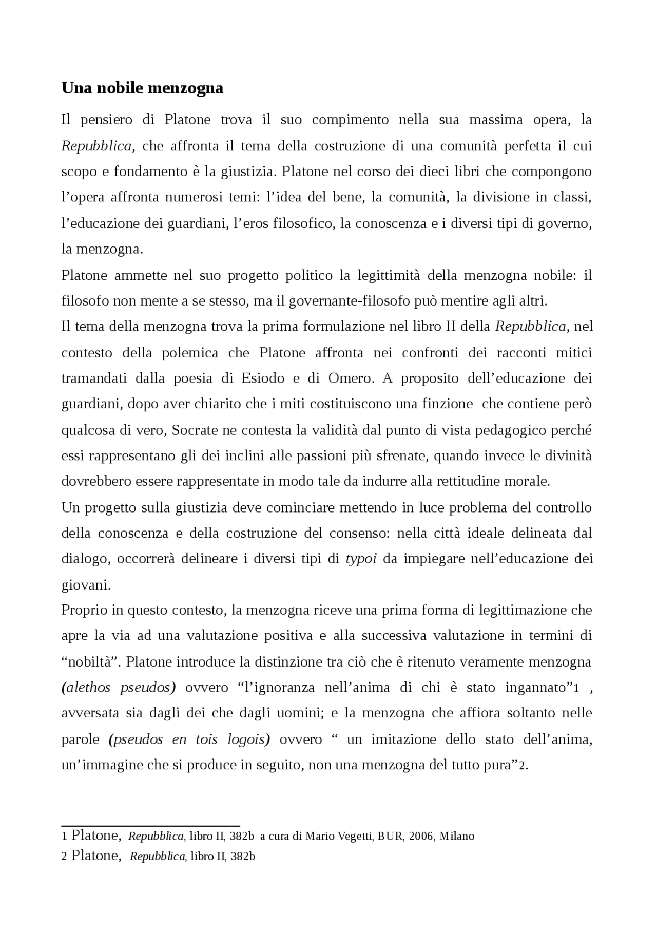 Una Nobile Menzogna Docsity
