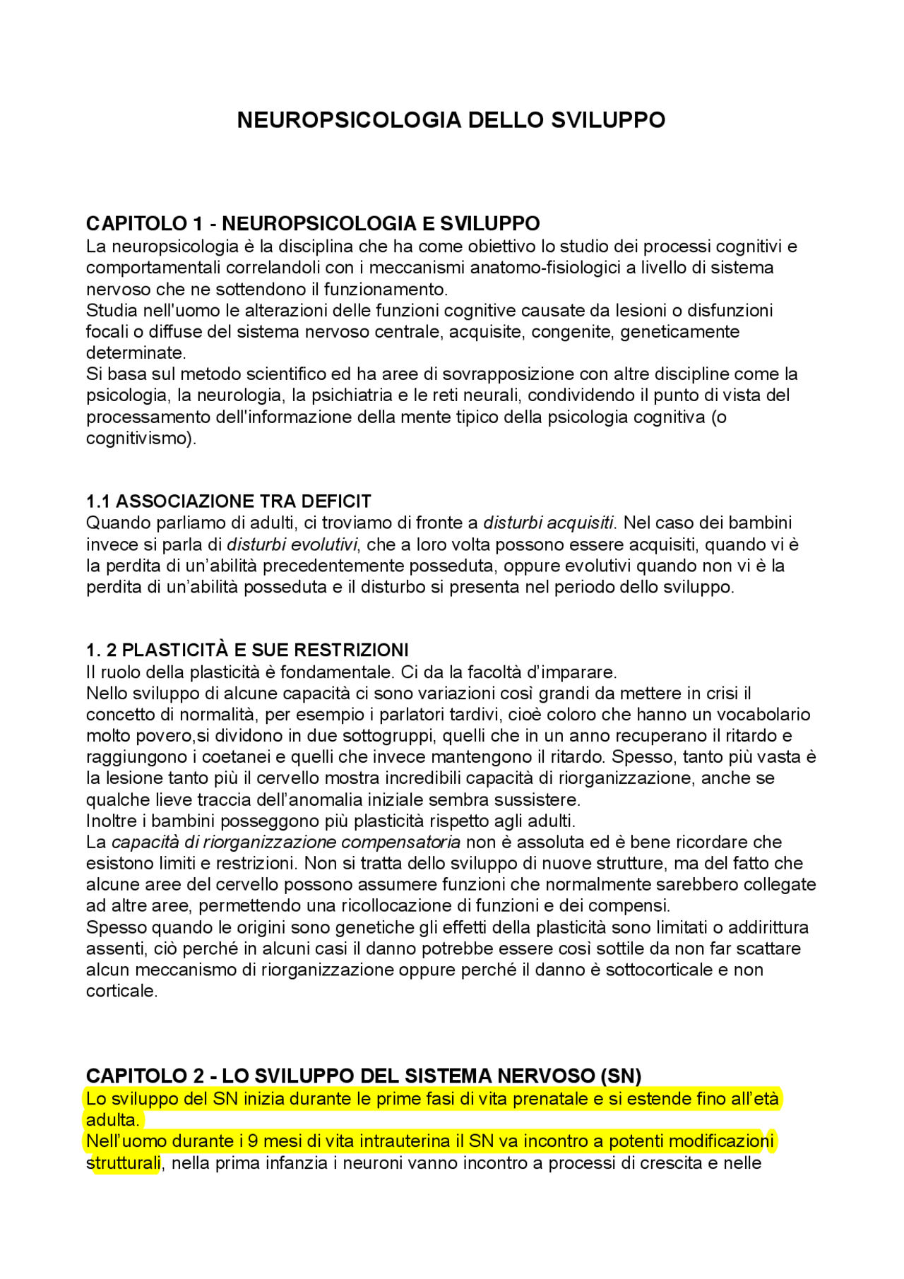 Neuropsicologia Dello Sviluppo 2 Docsity