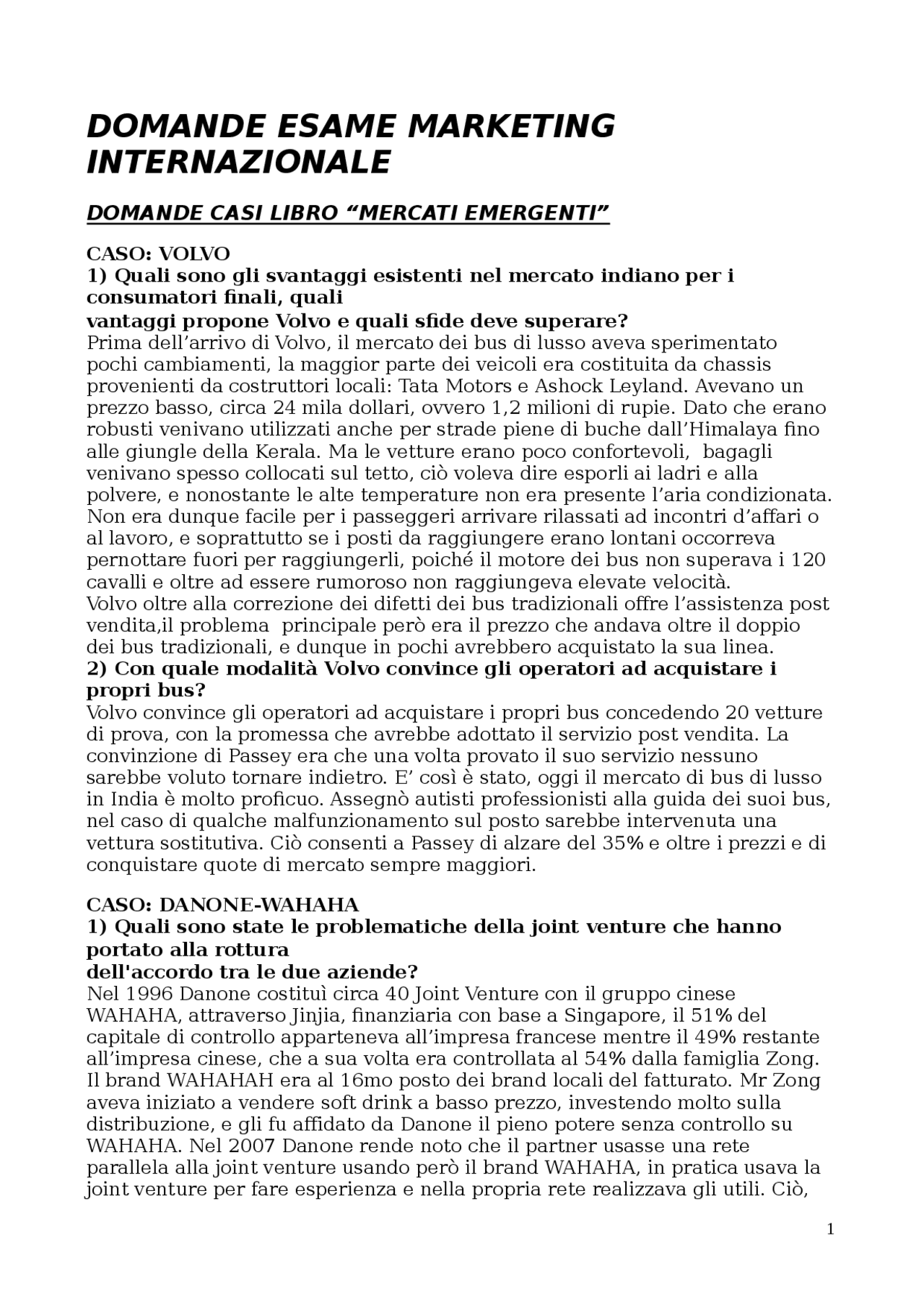 Marketing Internazionale Torino - Docsity