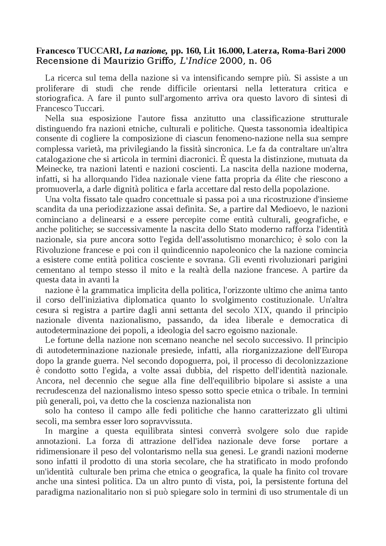 "La Nazione" di Tuccari - Docsity