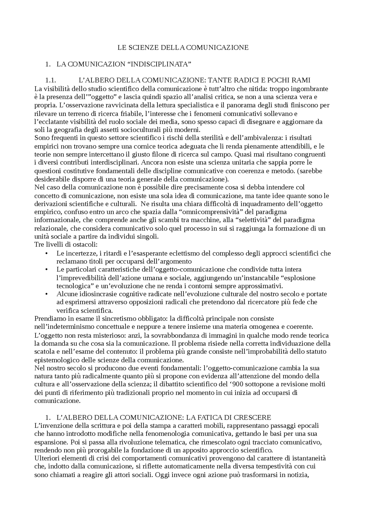 Le Scienze Della Comunicazione Notes De Communication Docsity