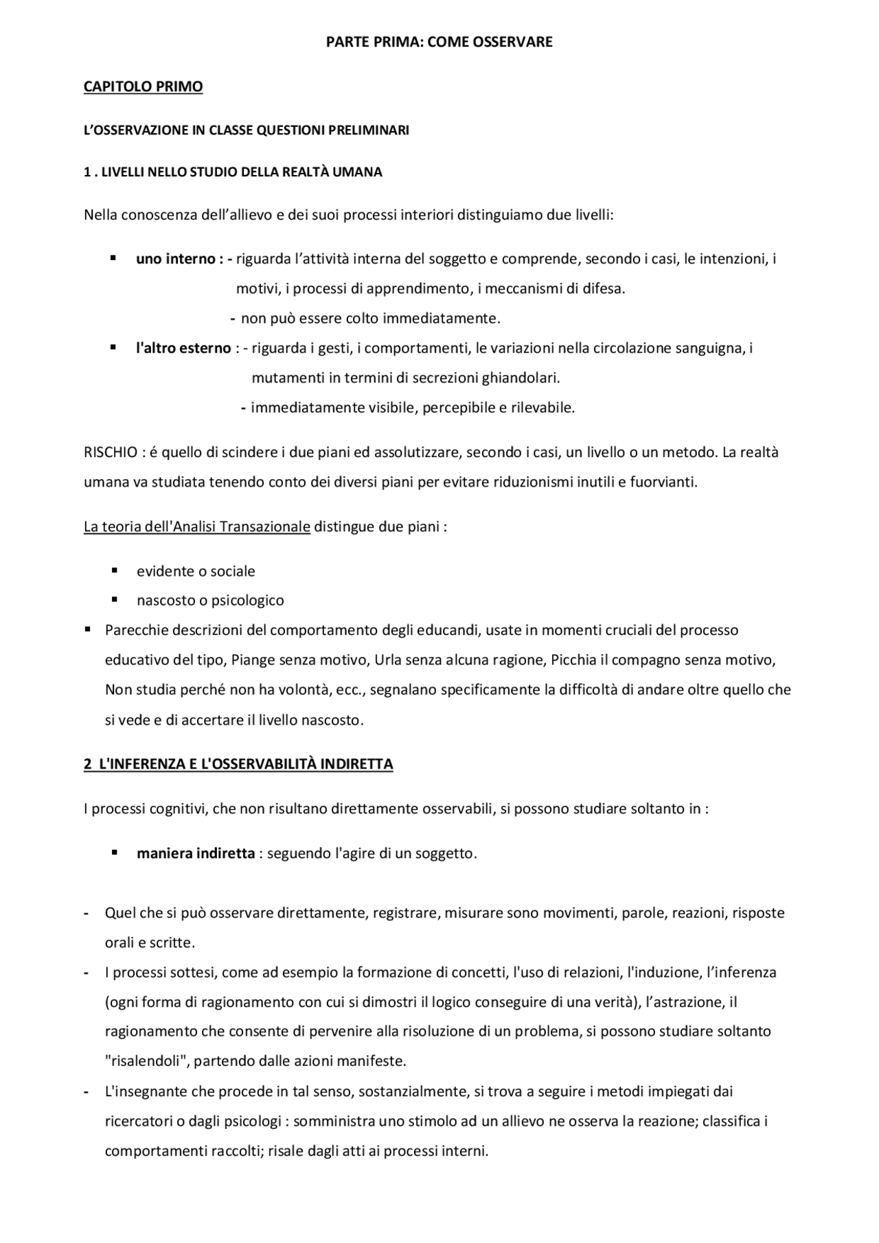Didattica Osservazione Dei Processi Di Apprendimento Docsity