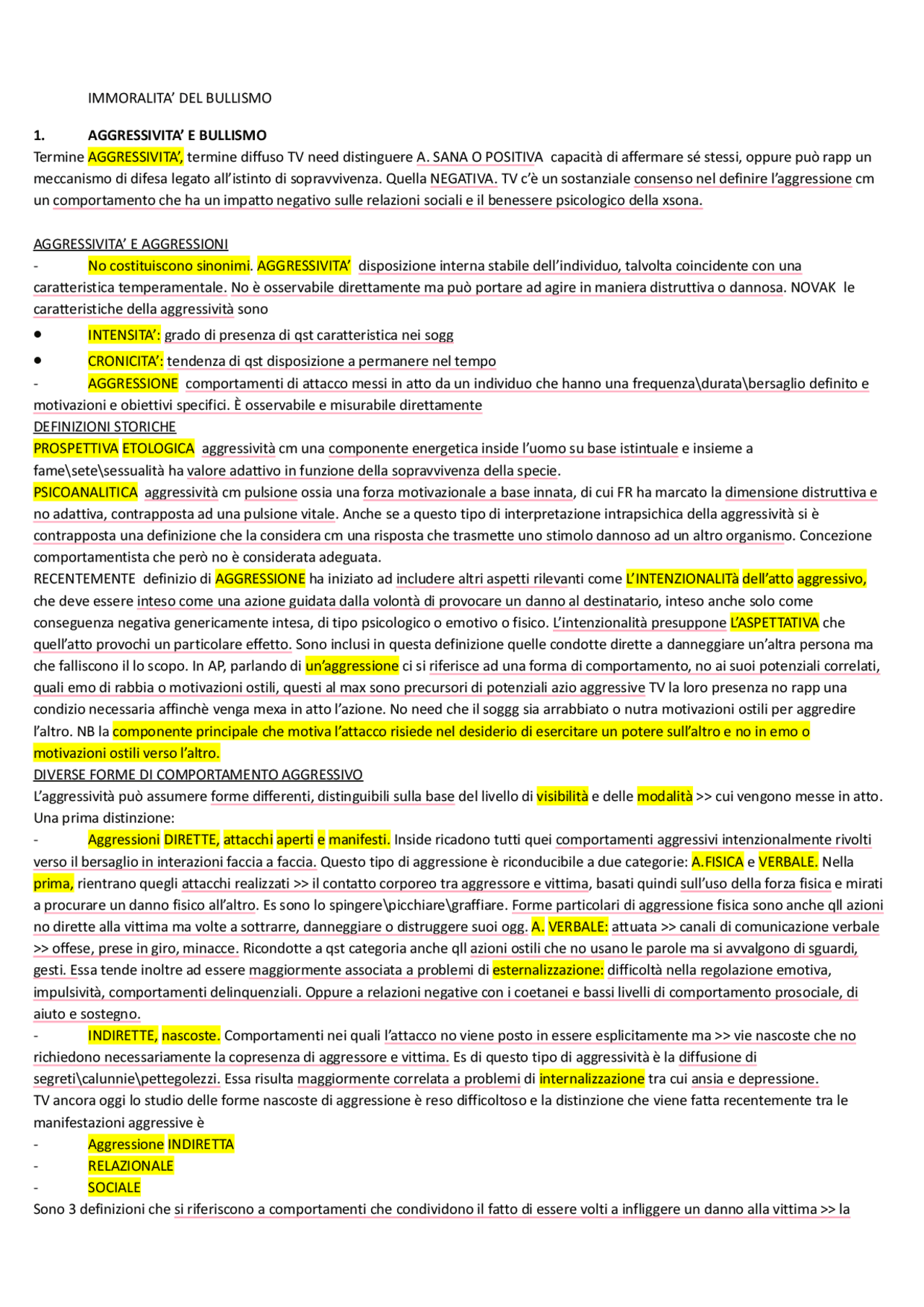 Limmoralità Del Bullismo Docsity