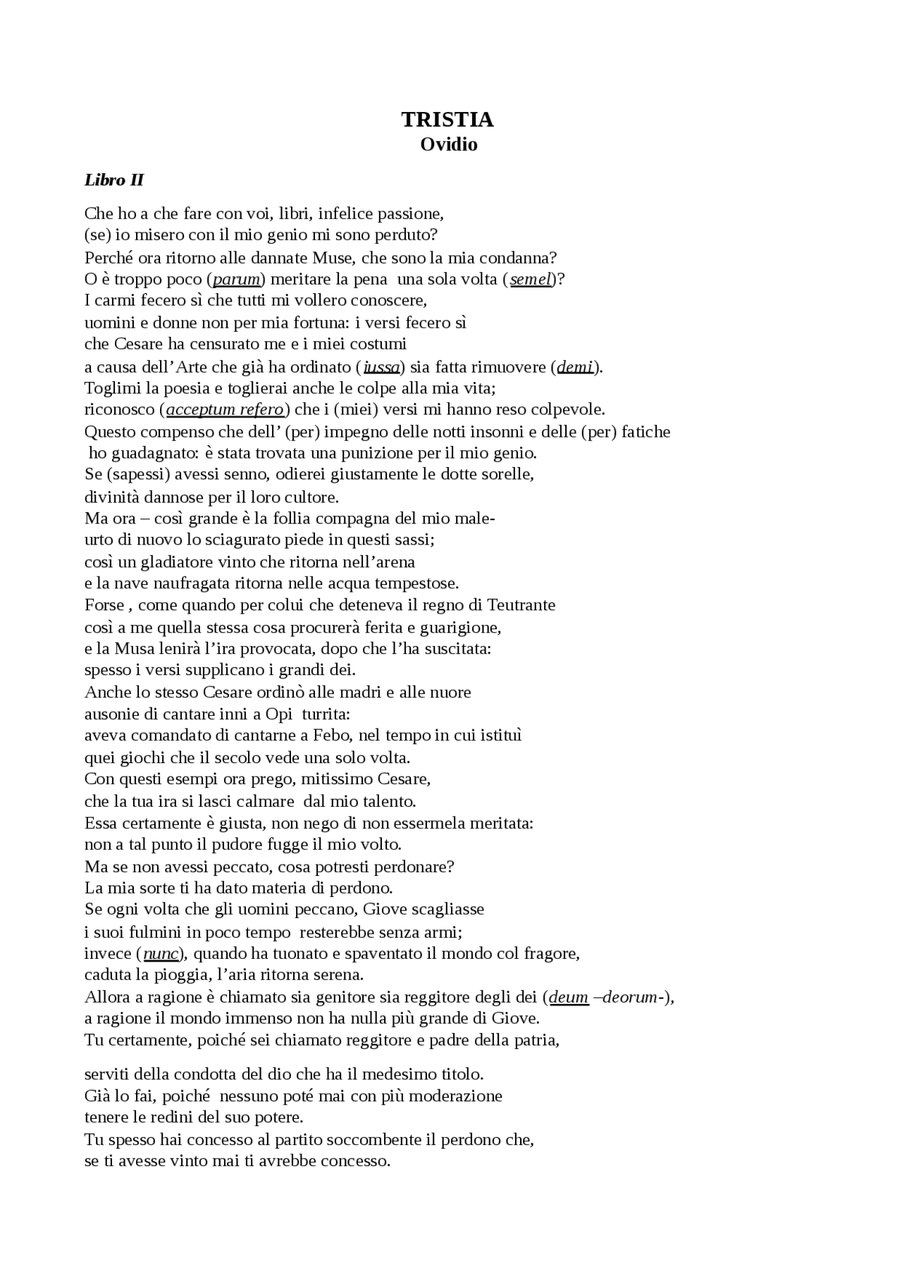 Tristia ovidio - Docsity