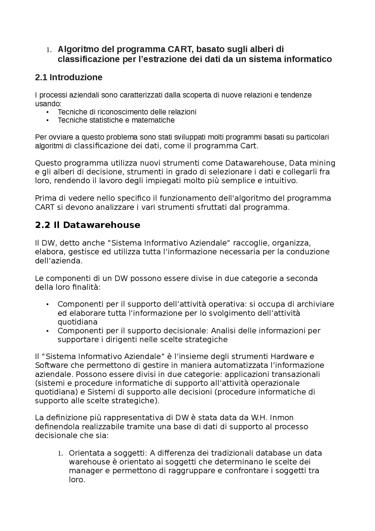 Algoritmo CART - Docsity