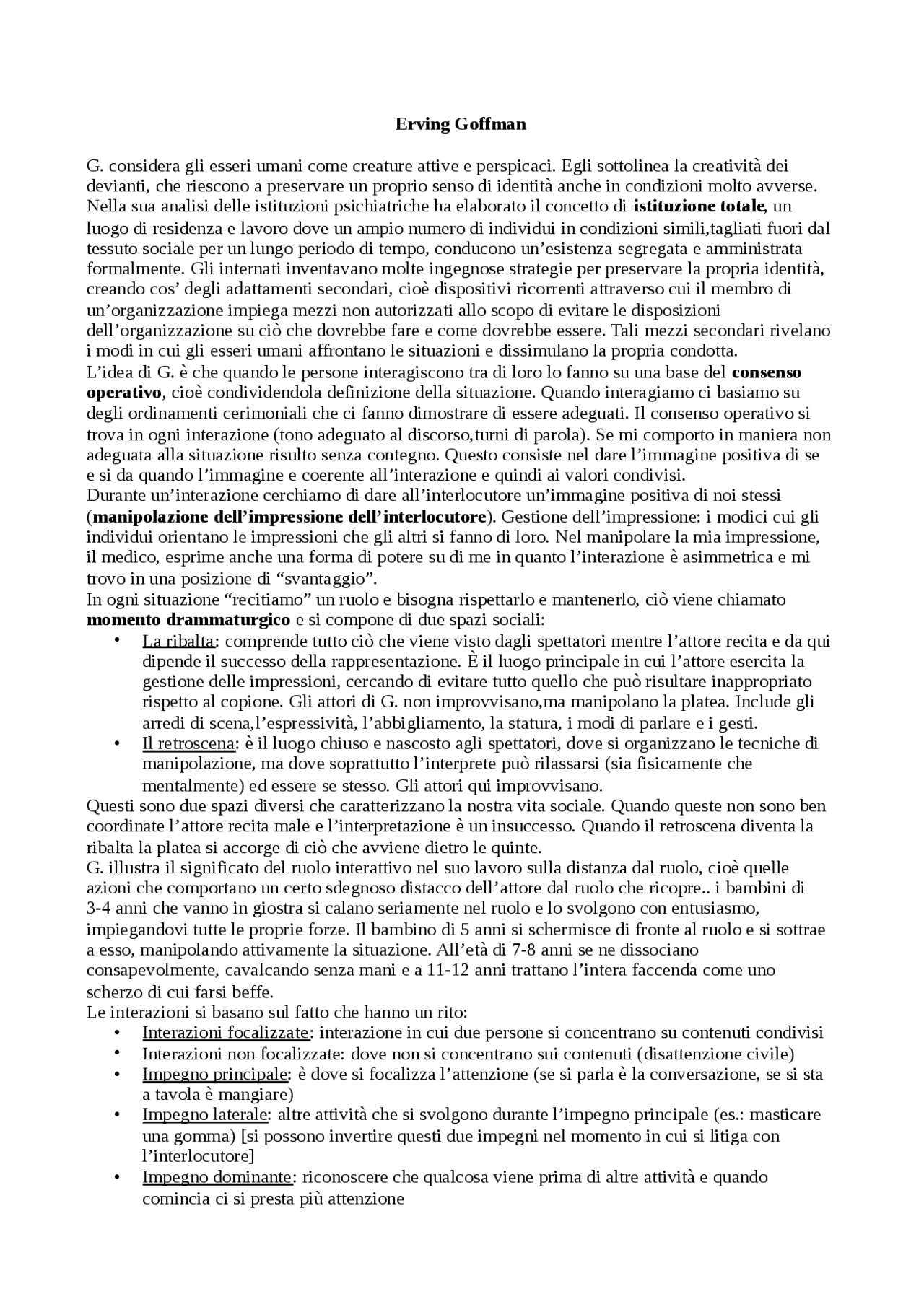 Erving Goffman Docsity