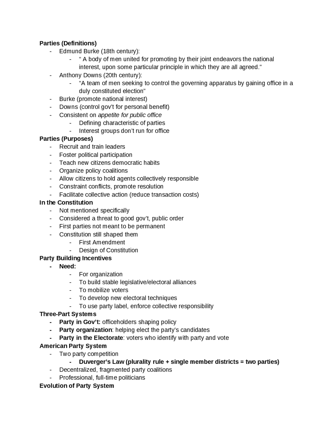 Notes On Parties Introduction To American Politics Pls 100 Docsity