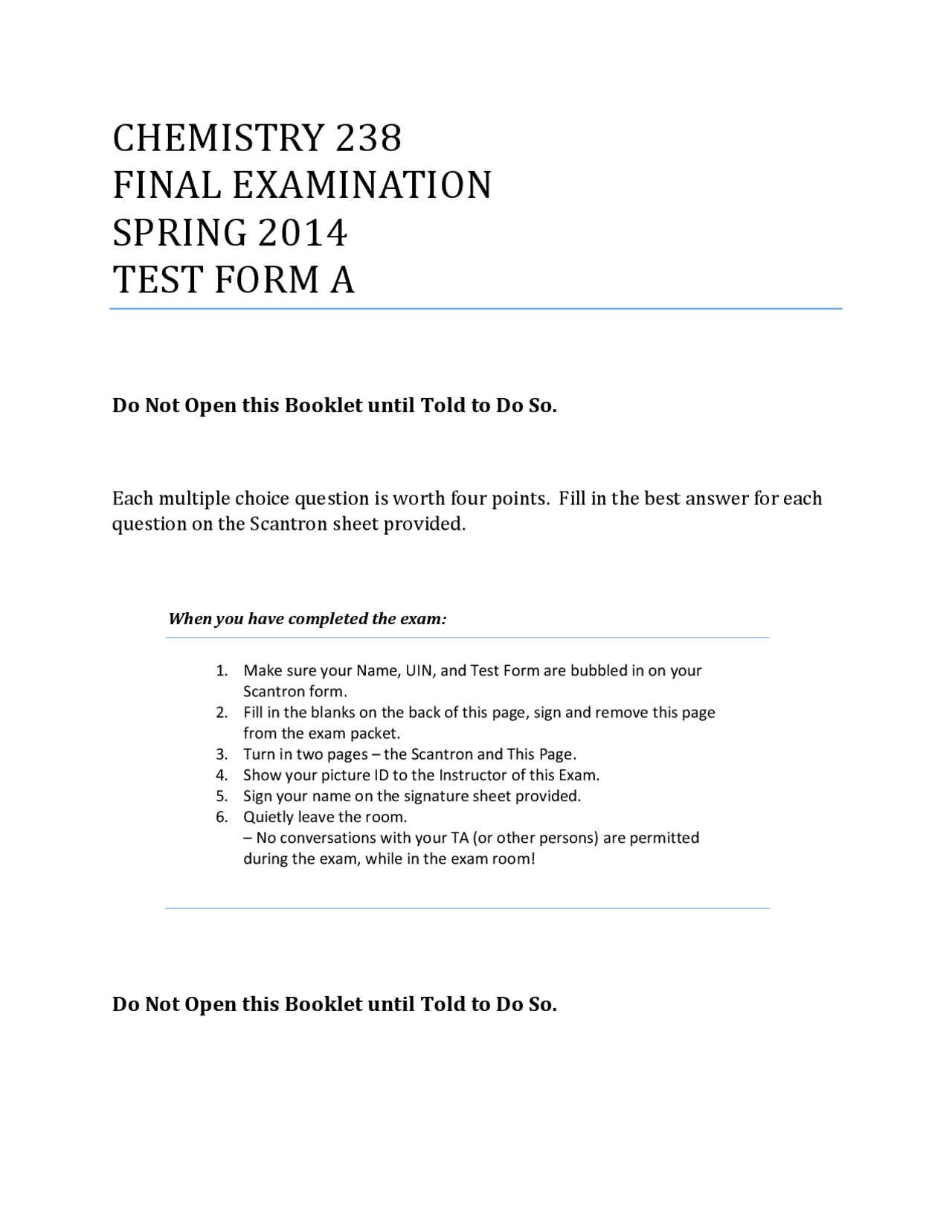 Study Guide for Final Exam - Organic Chemistry Lab | CHEM 238 - Docsity