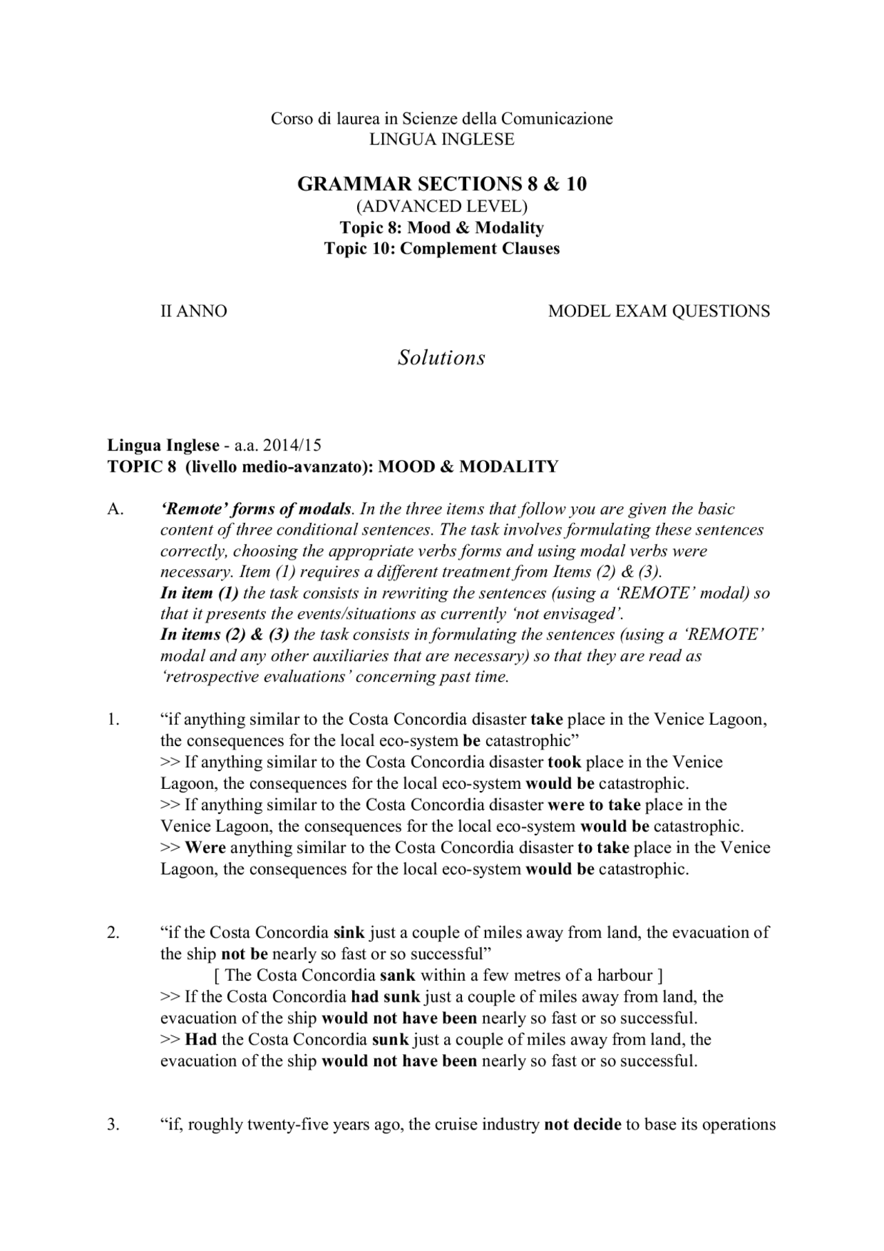 english | Exercises English Language | Docsity