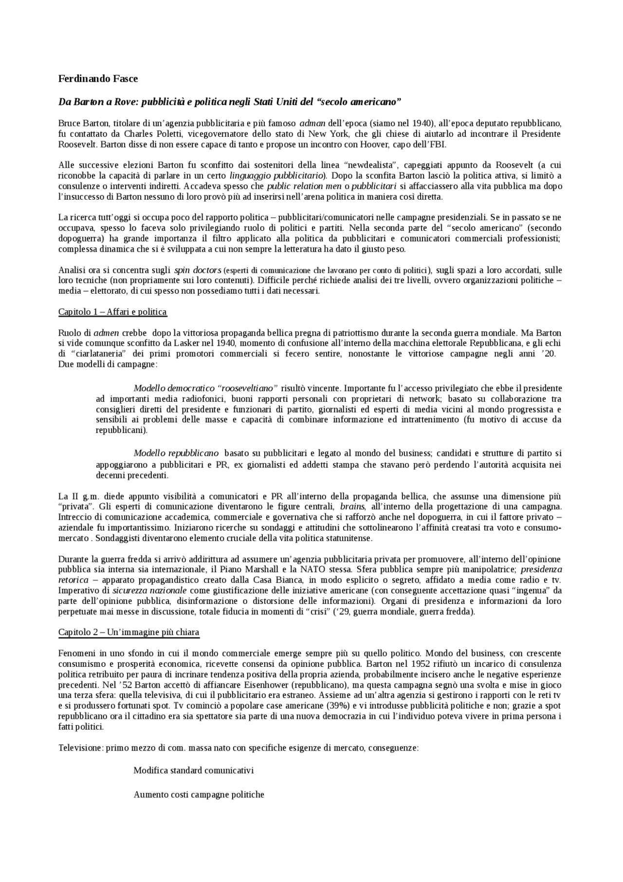 Fasce Riassunto Docsity