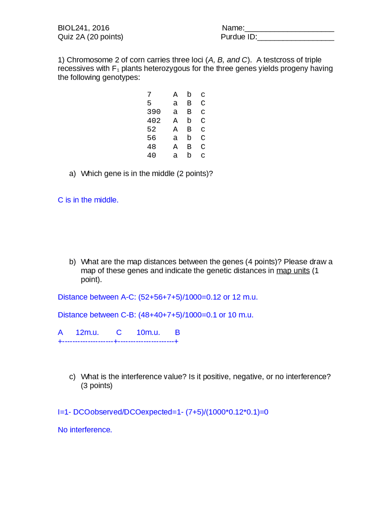 Biology IV: Genetics and Molecular Biology - Solved Quiz 2A | BIOL ...