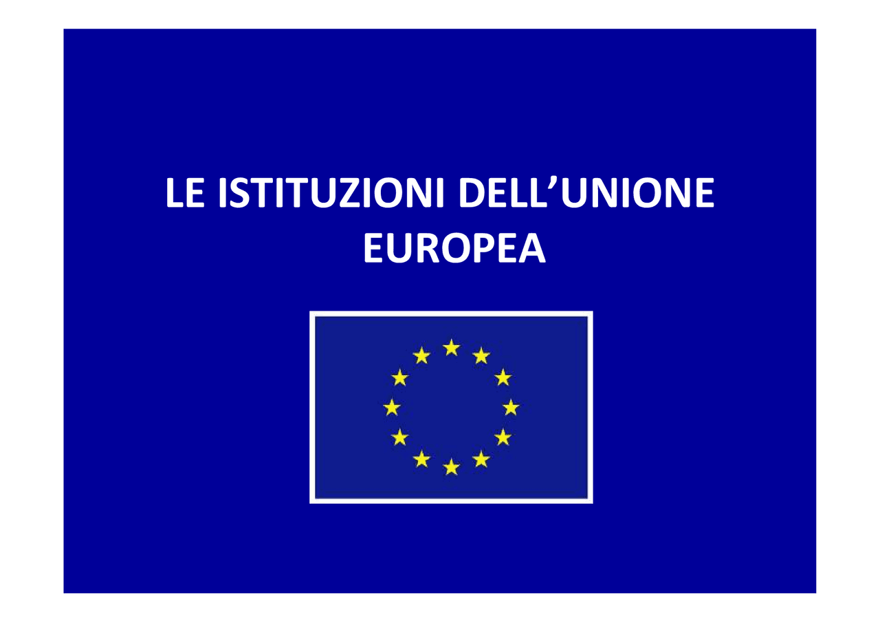 Le istituzioni dell'unione europea - Docsity