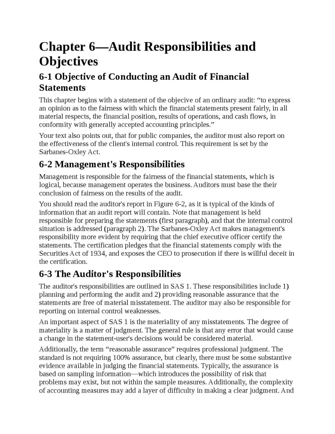 Chapter 6—audit responsibilities and objectives - Docsity