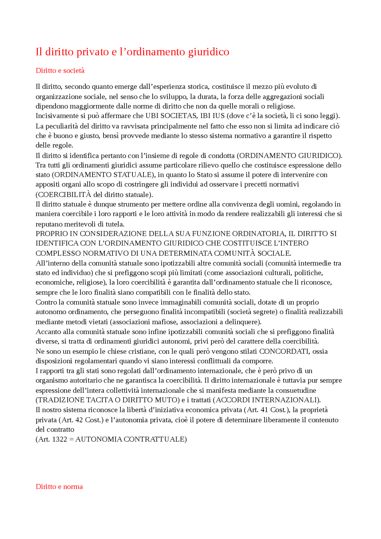 Preparazione esame di diritto privato - Docsity