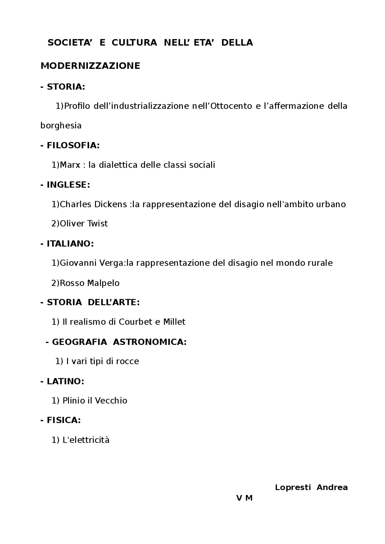 Scaletta tesina ottocento - Docsity