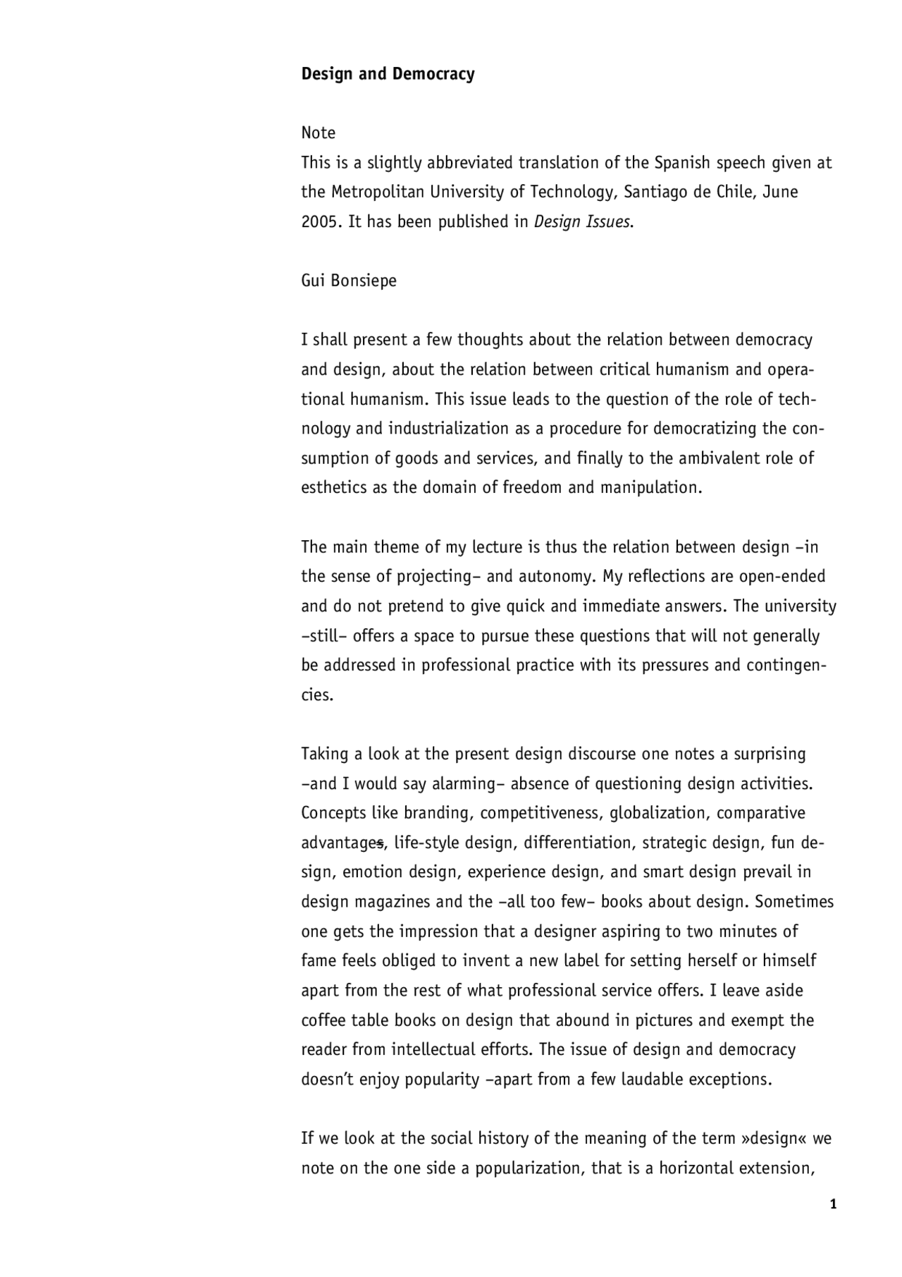 Democracy And Design Docsity