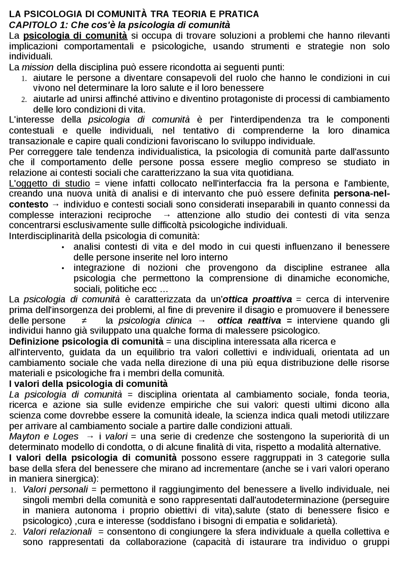 Psicologia Di Comunita Docsity