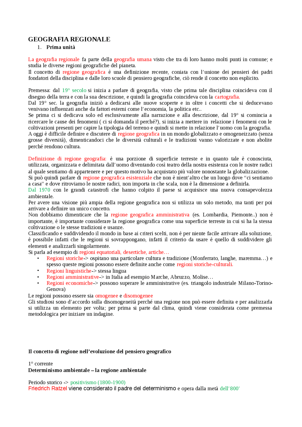Geografia Regionale Modulo A B Professoressa Del Borgo Unimi Docsity