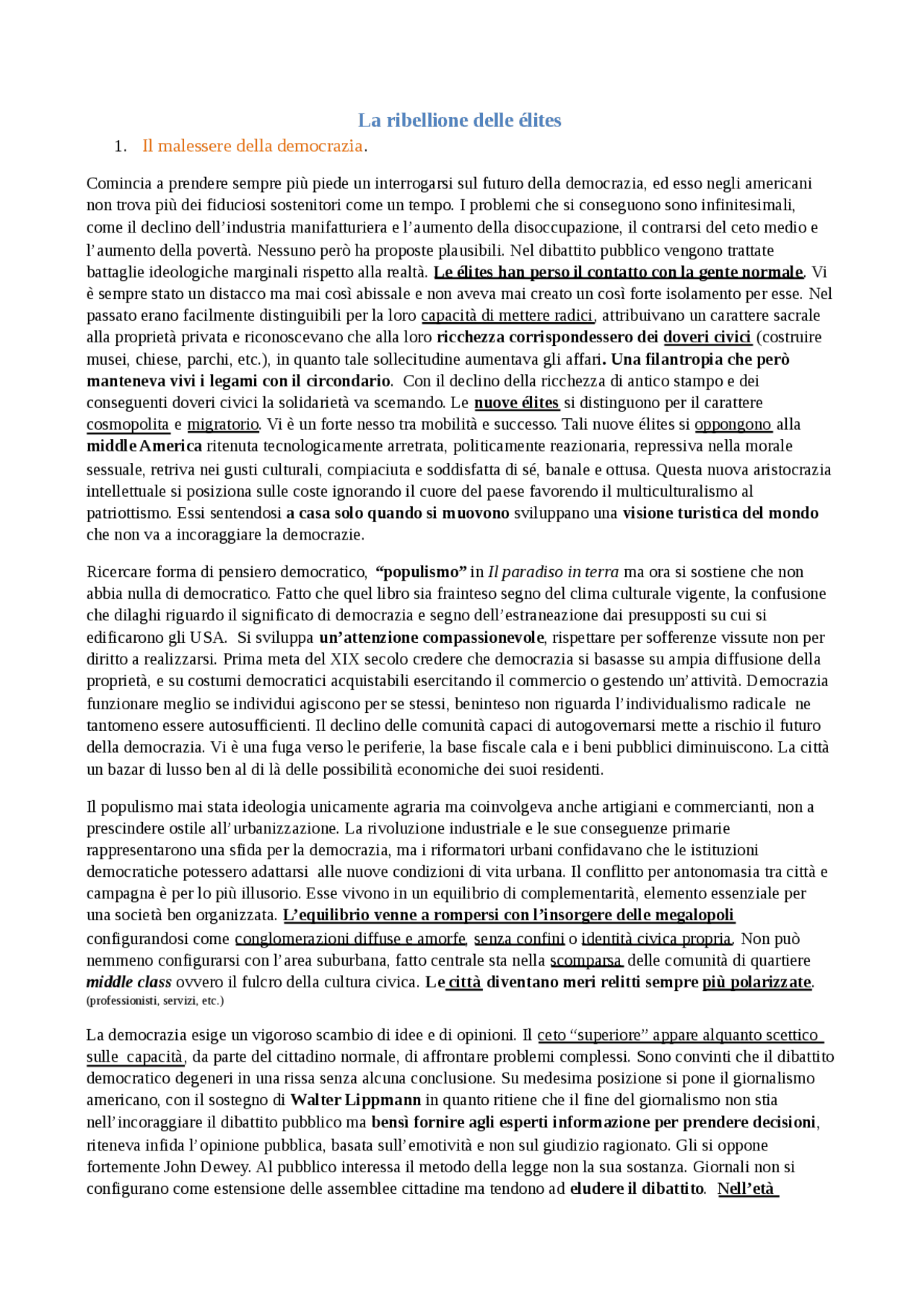 La Ribellione Delle élites Lach Docsity