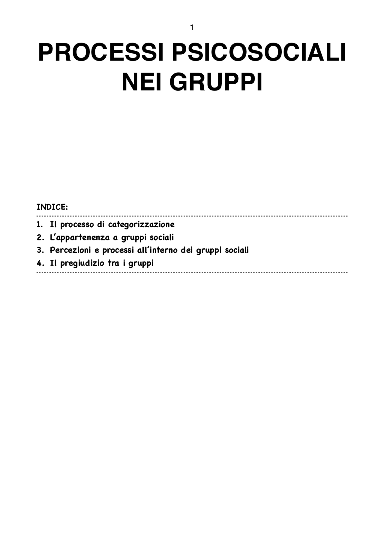Processi Psicosociali Nei Gruppi Docsity