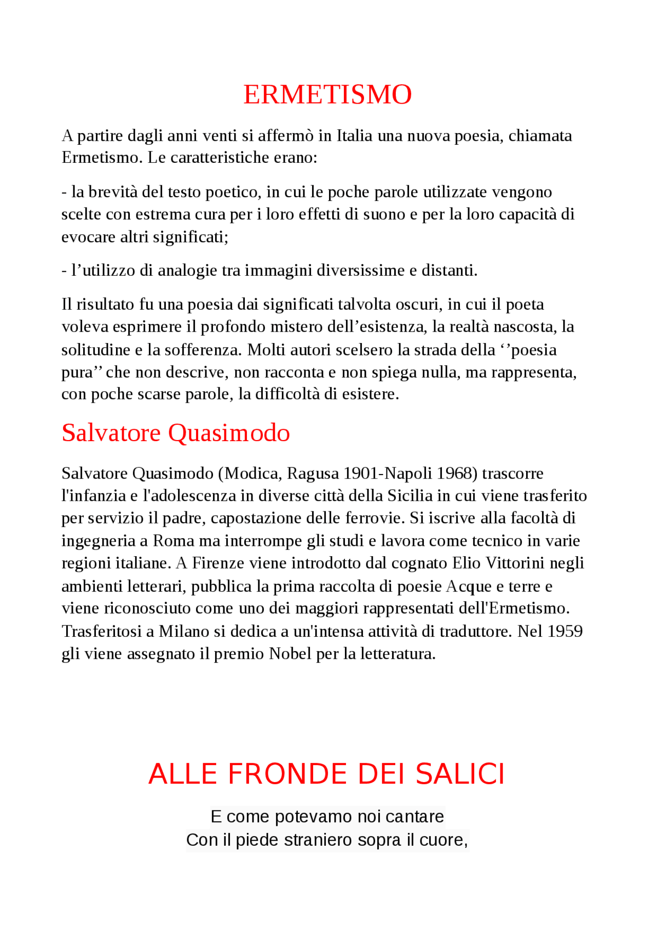 Ermetismo Docsity