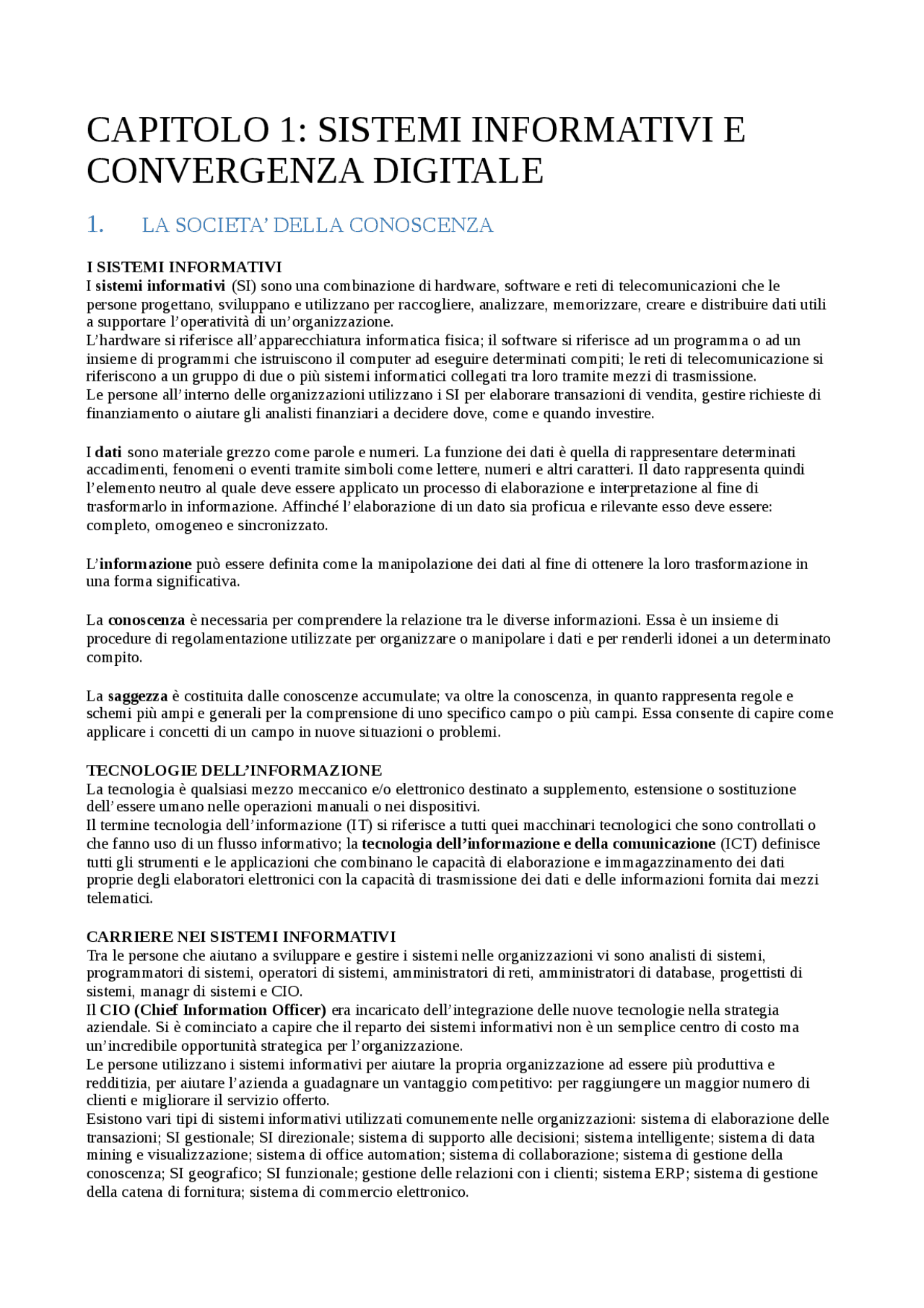 Riassunto Di Informatica Generale Docsity
