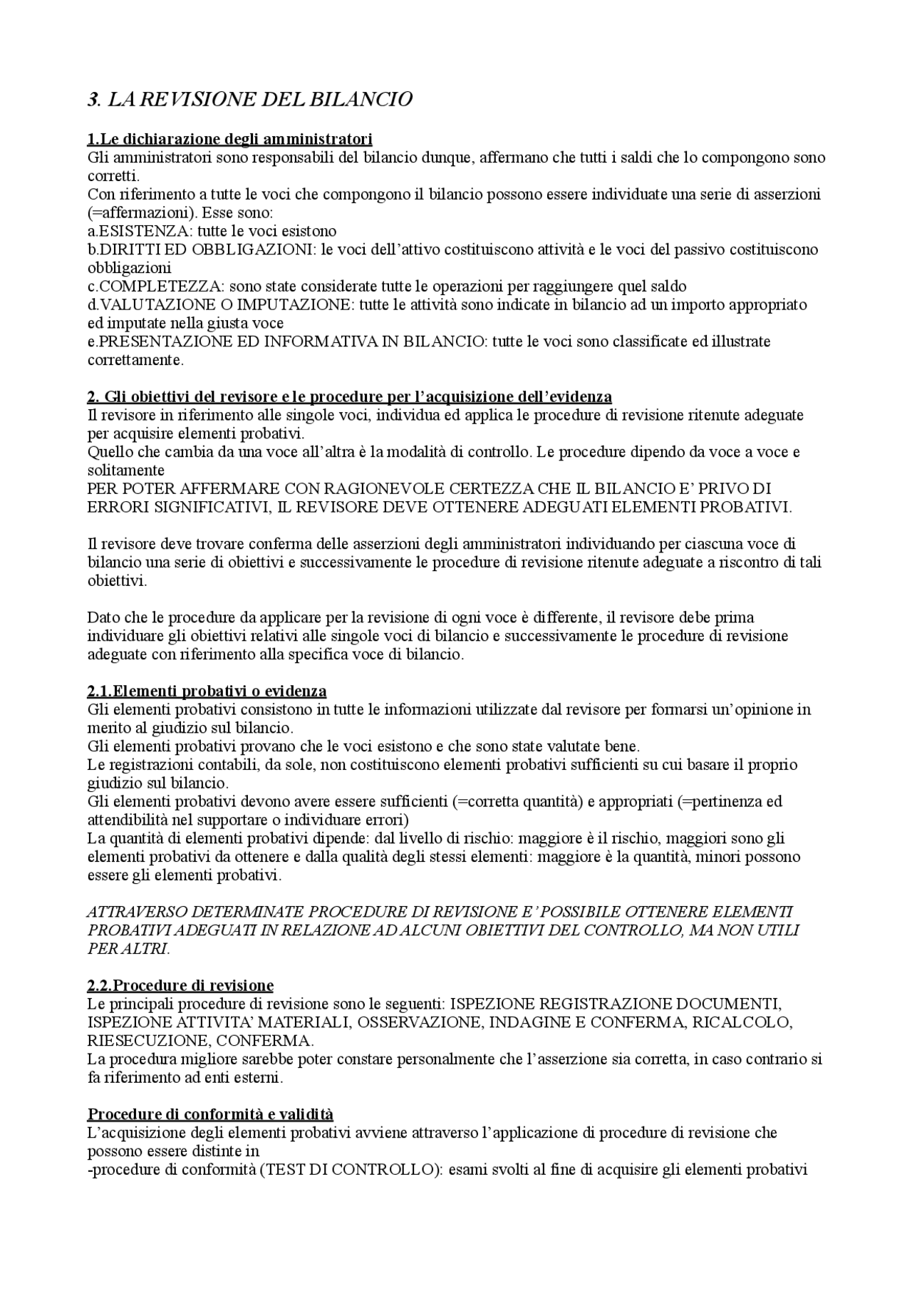 Schema Revisione Aziendale Docsity