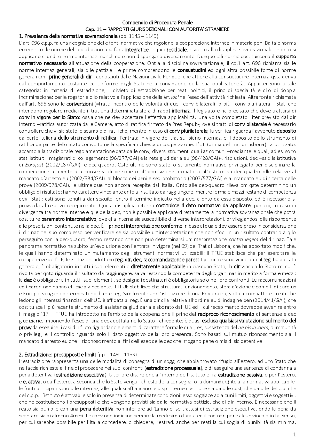 Compendio Di Procedura Penale Docsity
