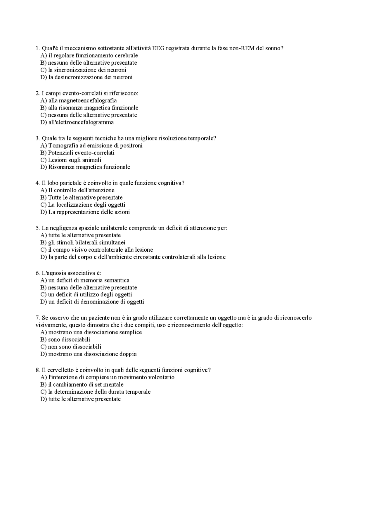 Esempi Domande Esame Prove Desame Di Fisiologia Docsity