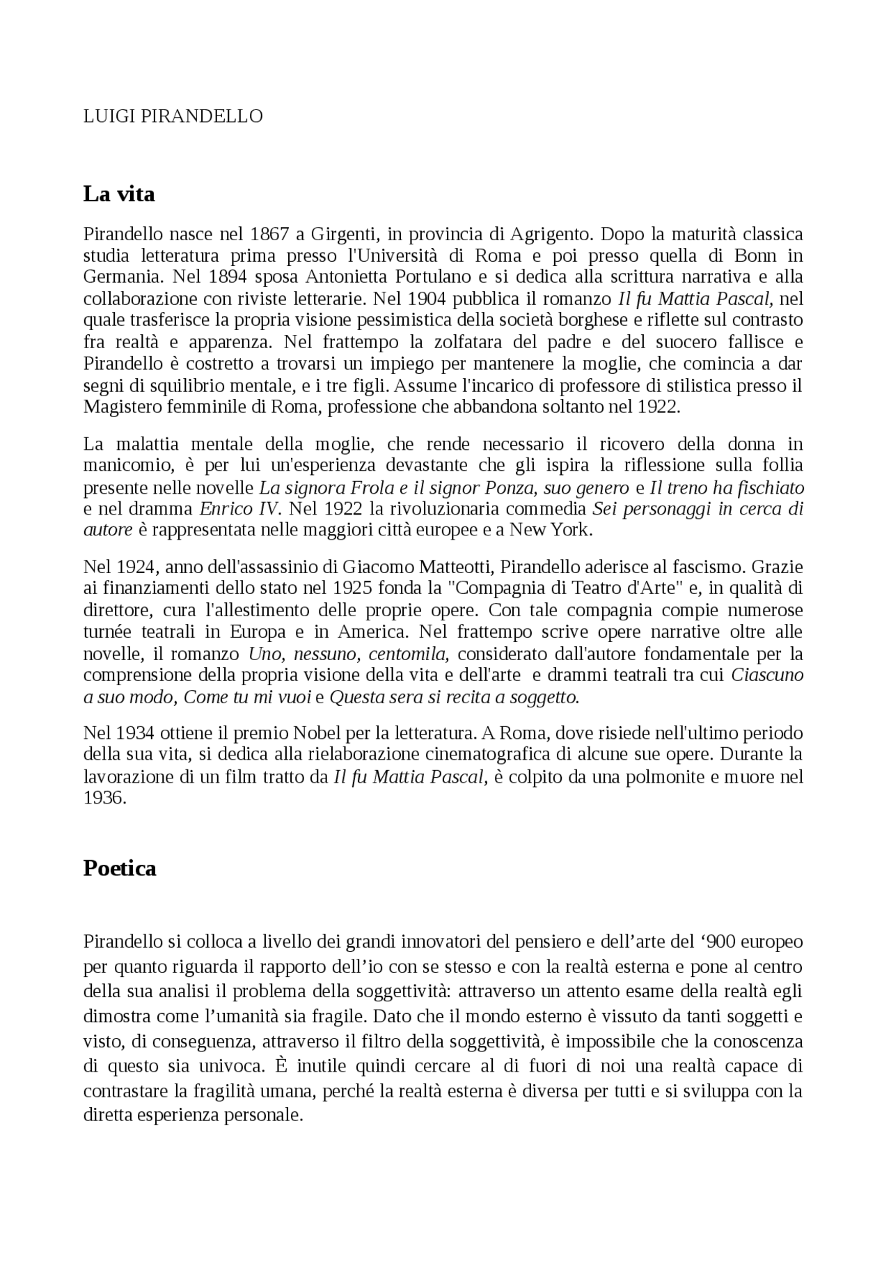 Pirandello Docsity