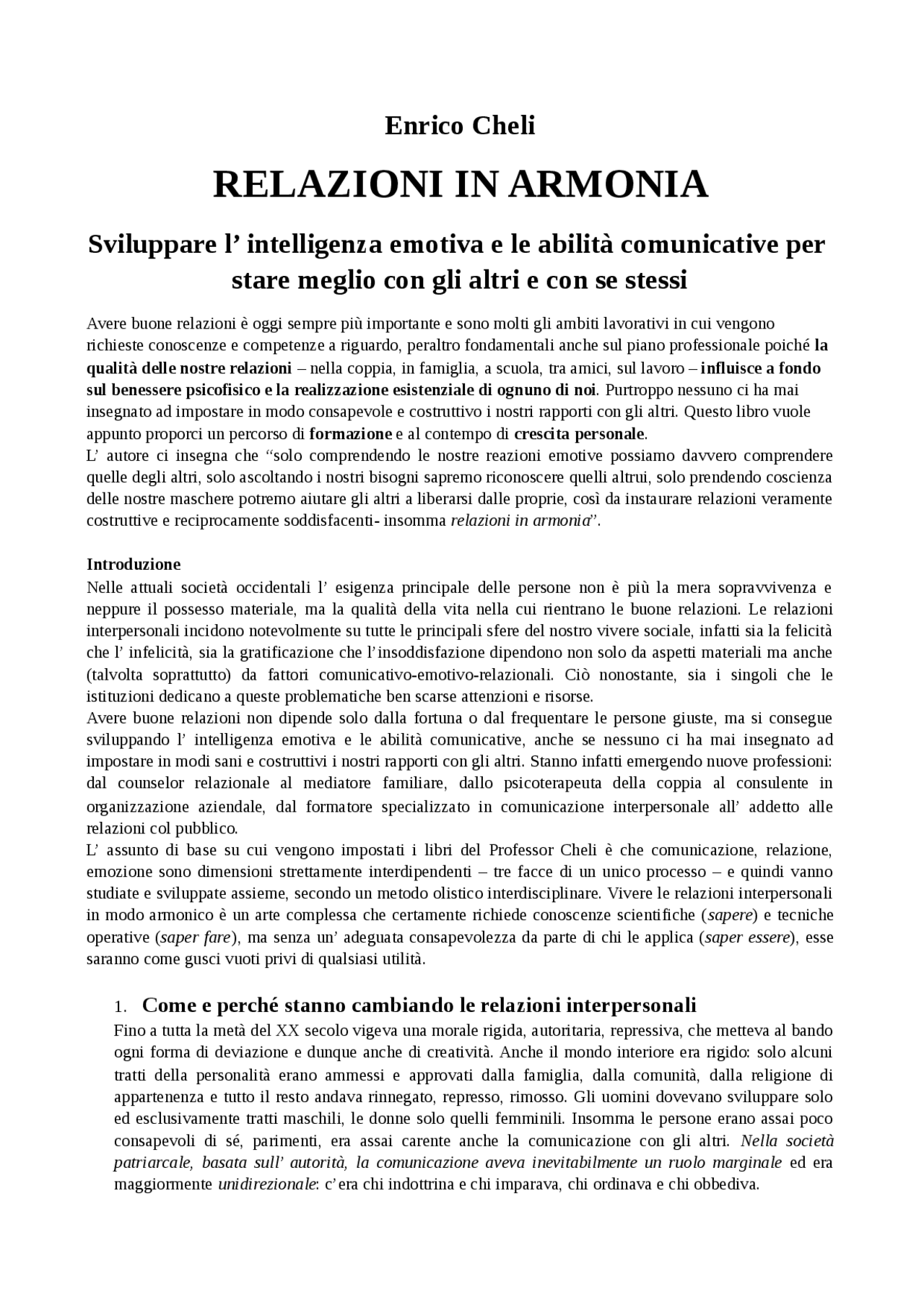 Relazioni In Armonia Docsity