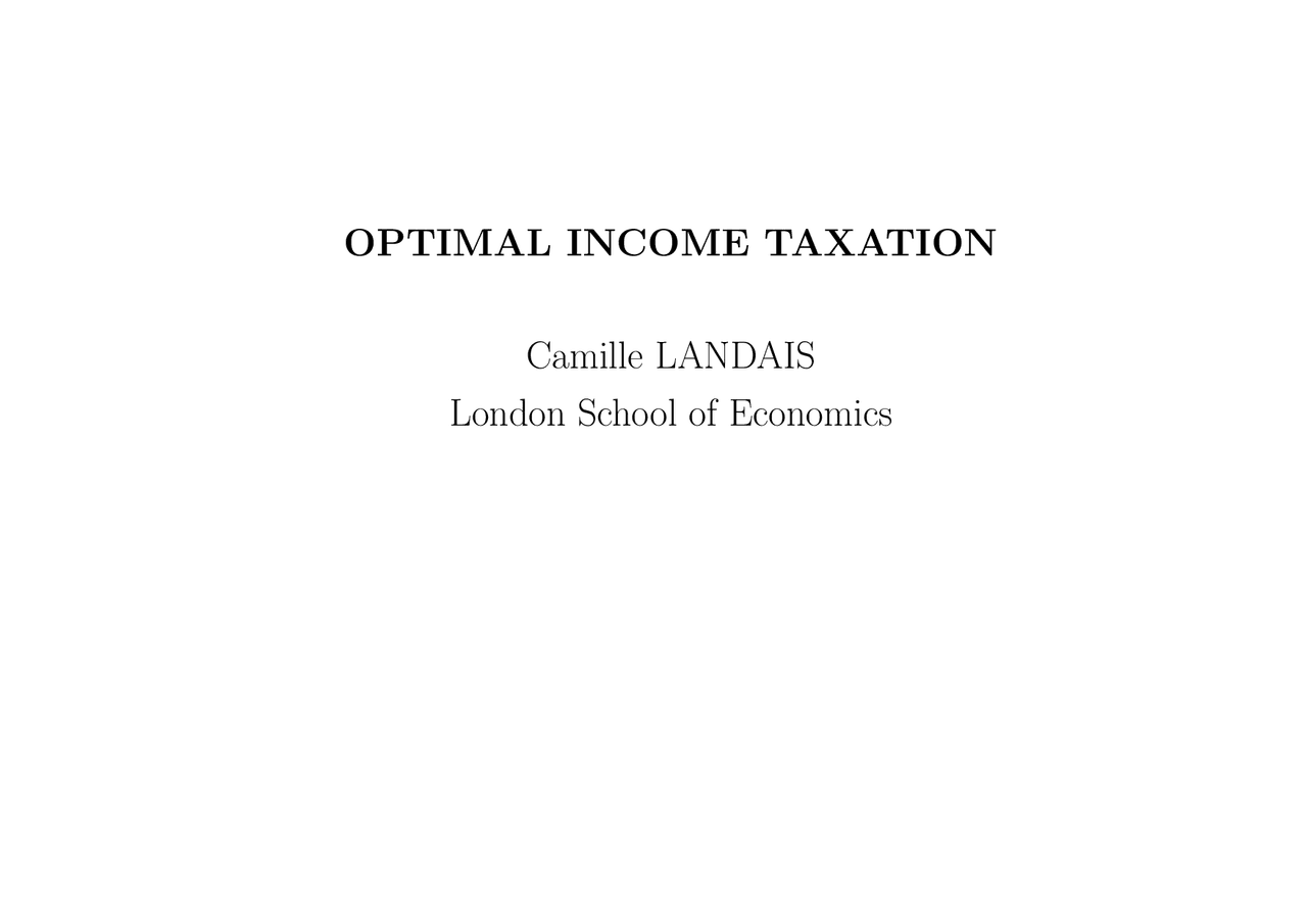 Optimal Income Tax - Docsity