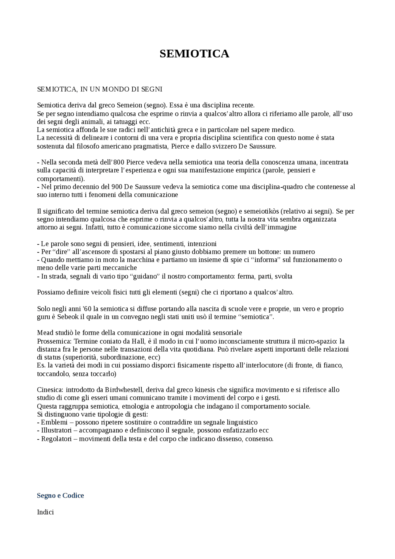 Riassunto Manuale Di Semiotica Stefano Gensini Docsity