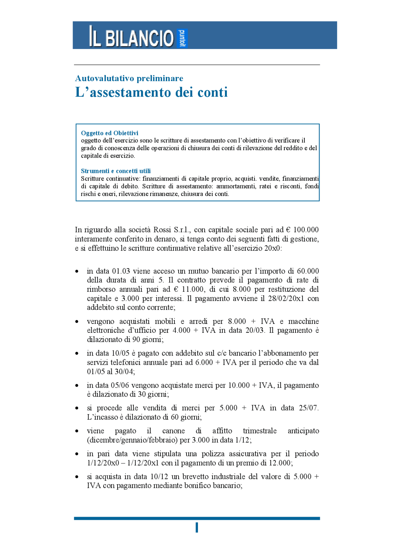Esercizi Scritture Pd Docsity