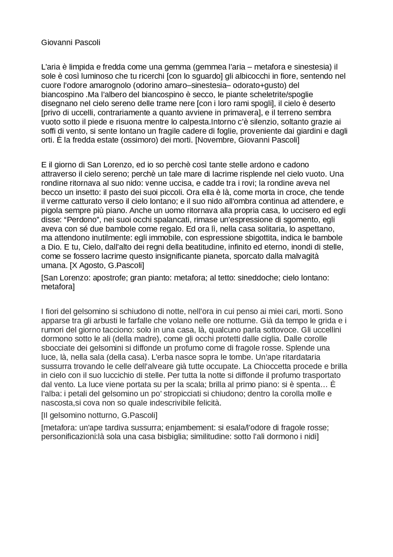 G Pascoli Docsity