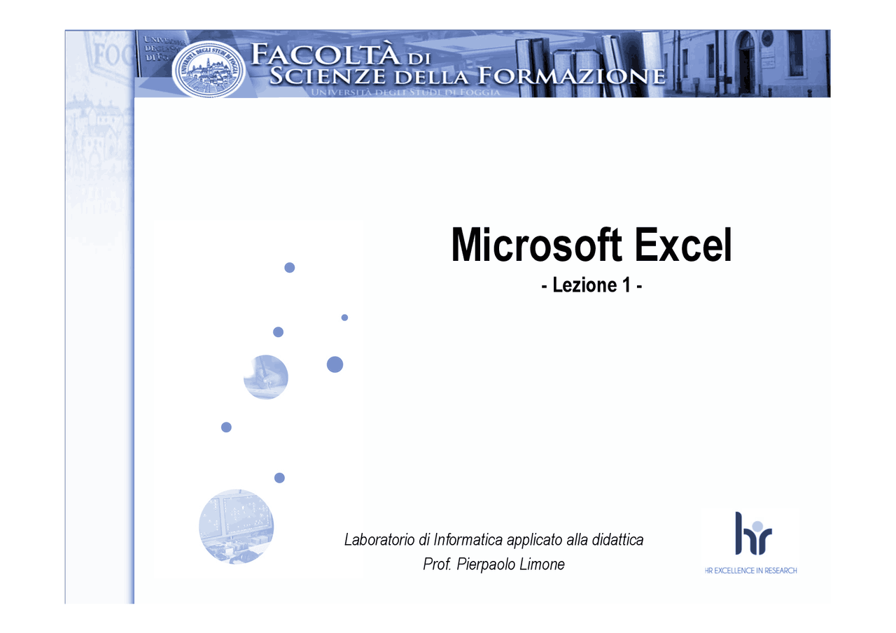 Excel Per Idoneità Di Informatica Slide Di Elementi Di Informatica