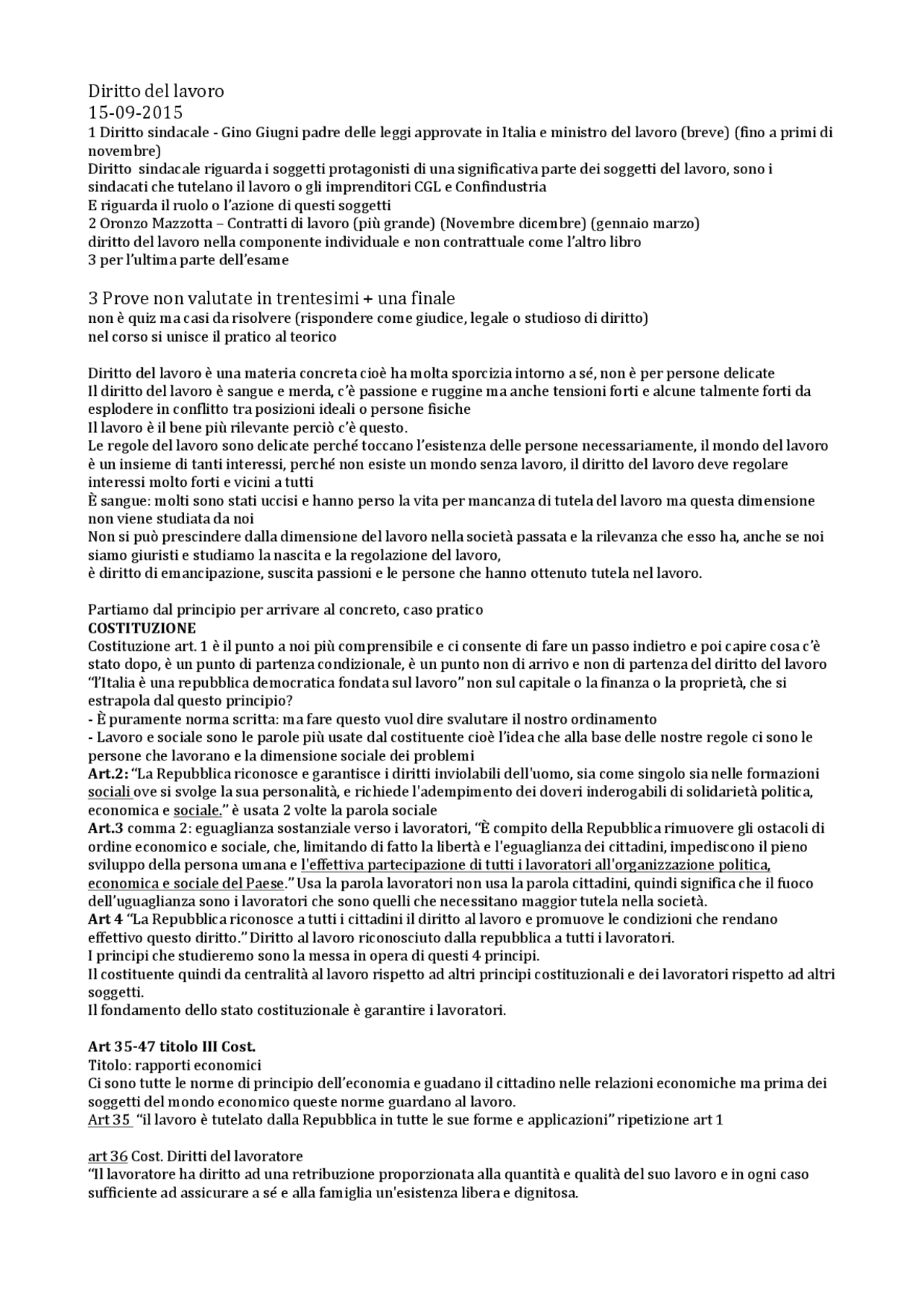 Appunti Diritto Sindacale Salomone Parte I Docsity