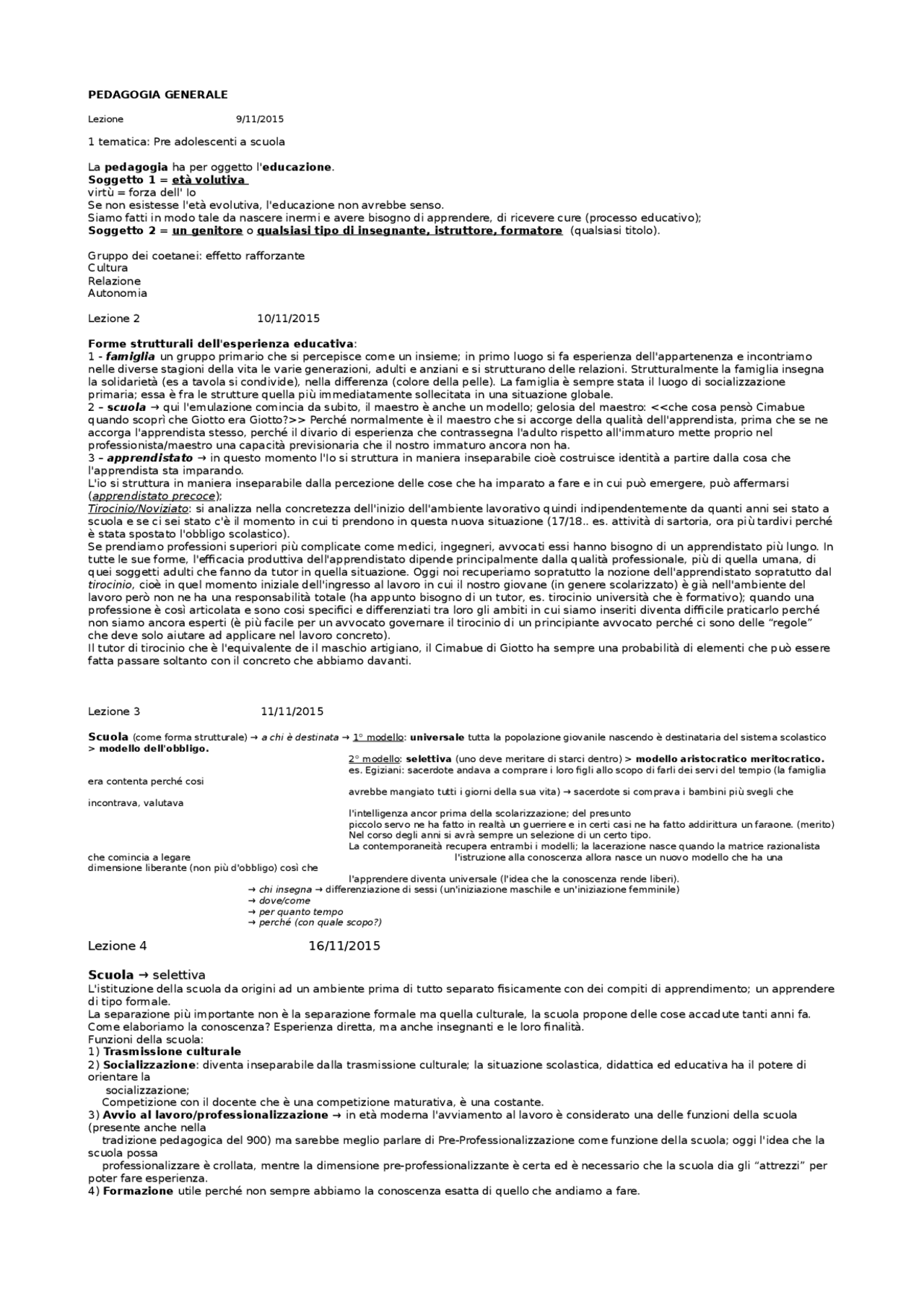 Pedagogia Generale Appunti Docsity
