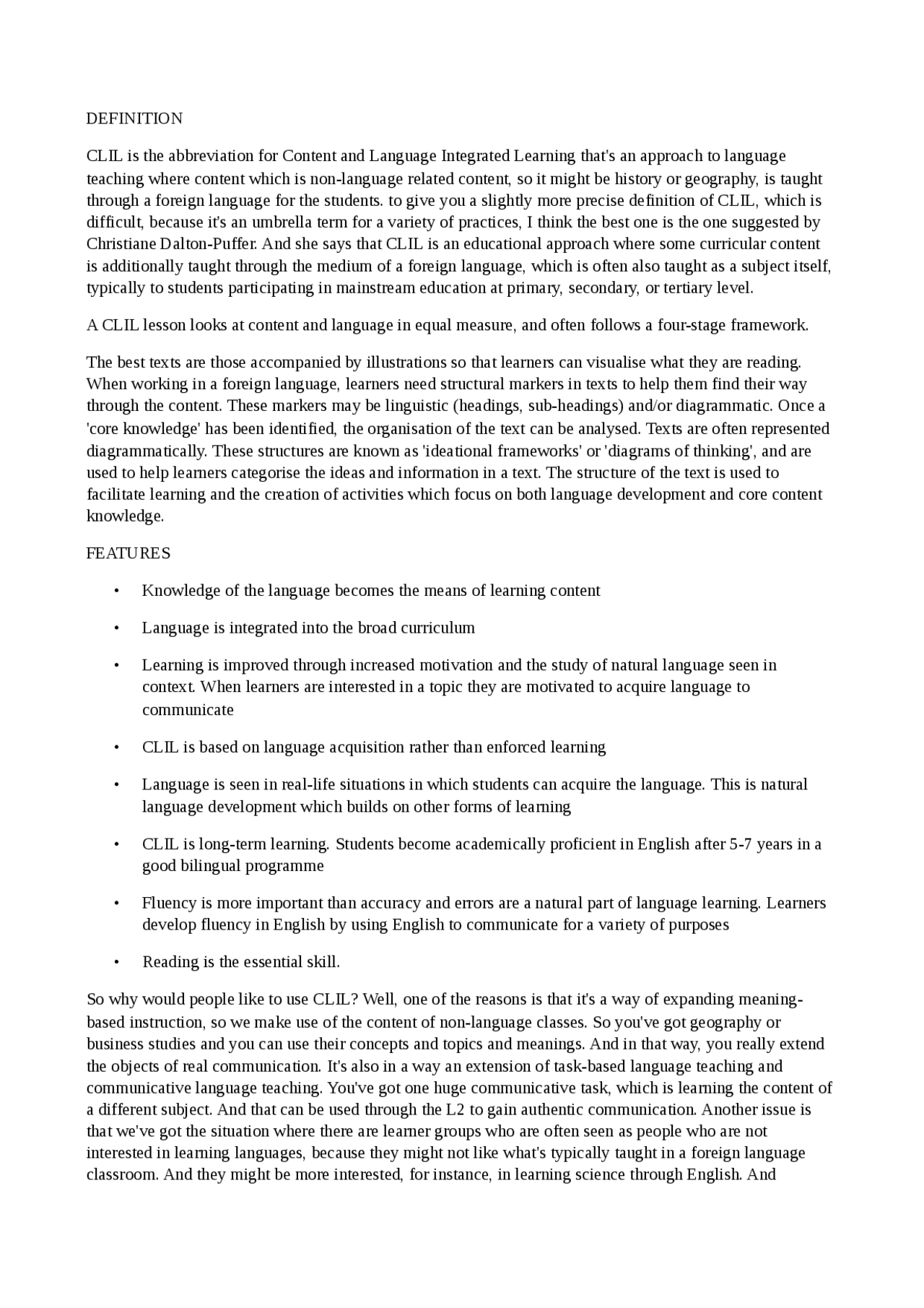 Content And Language Integrated Learning Clil Docsity