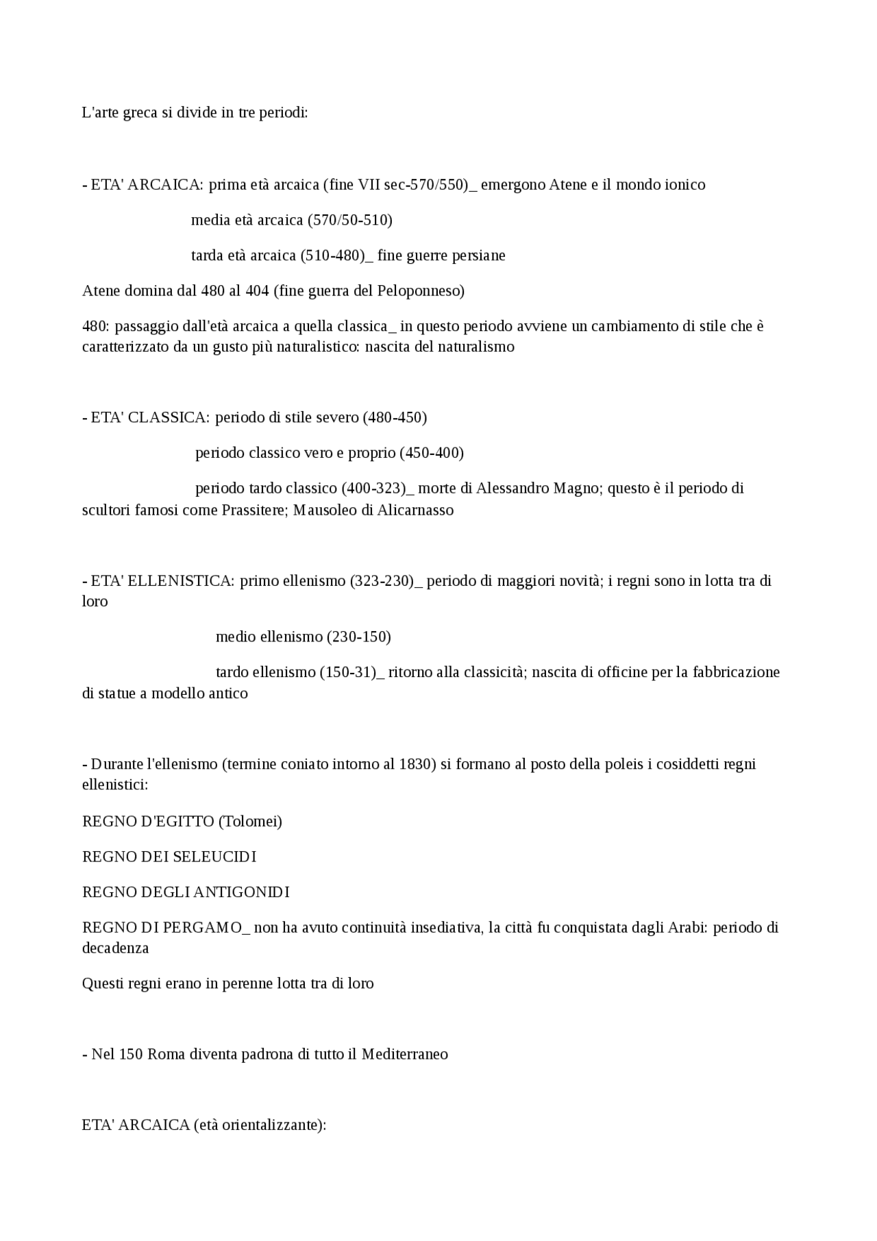 Arte Greca Docsity