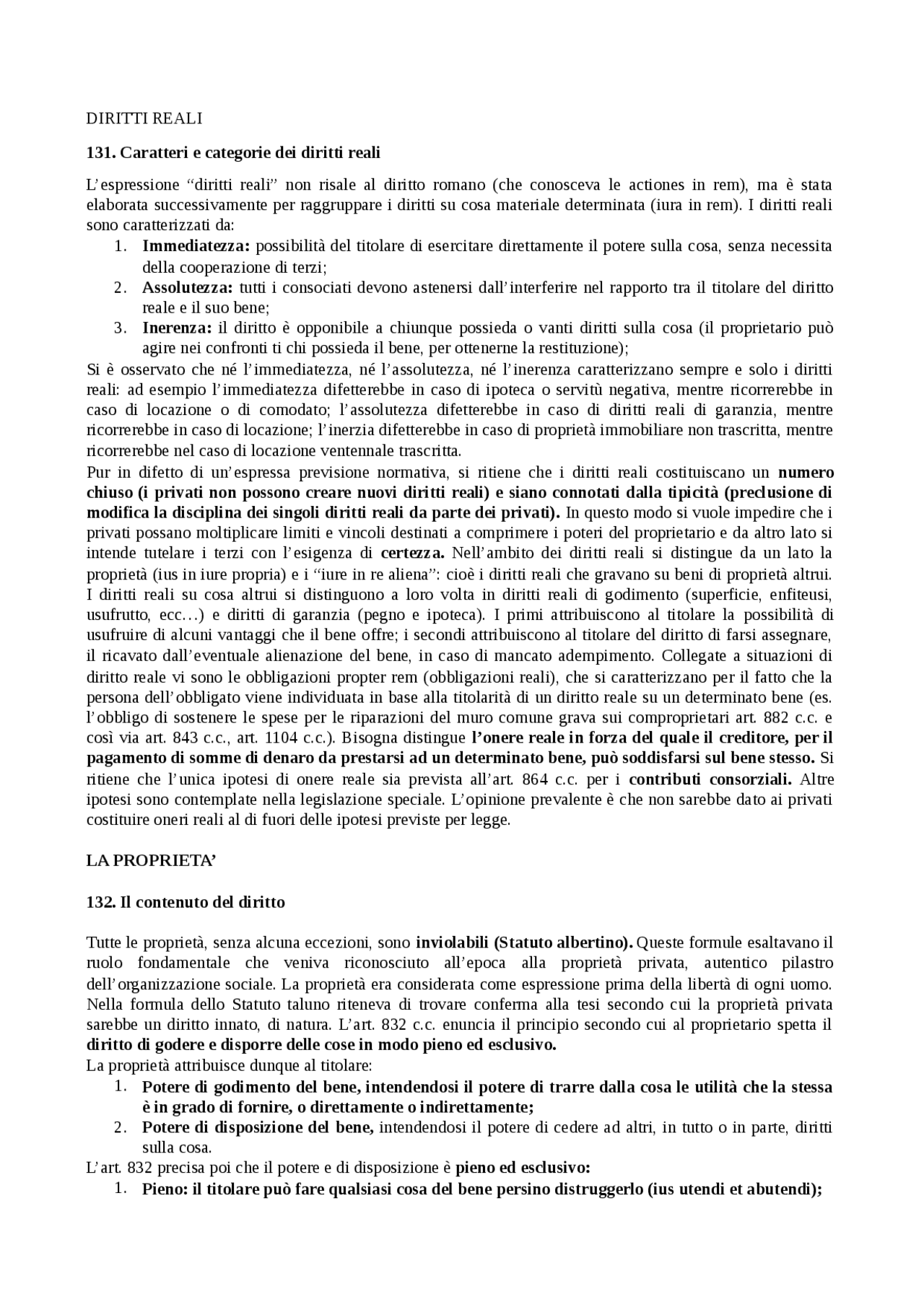 Diritti Reali La Proprietà Docsity