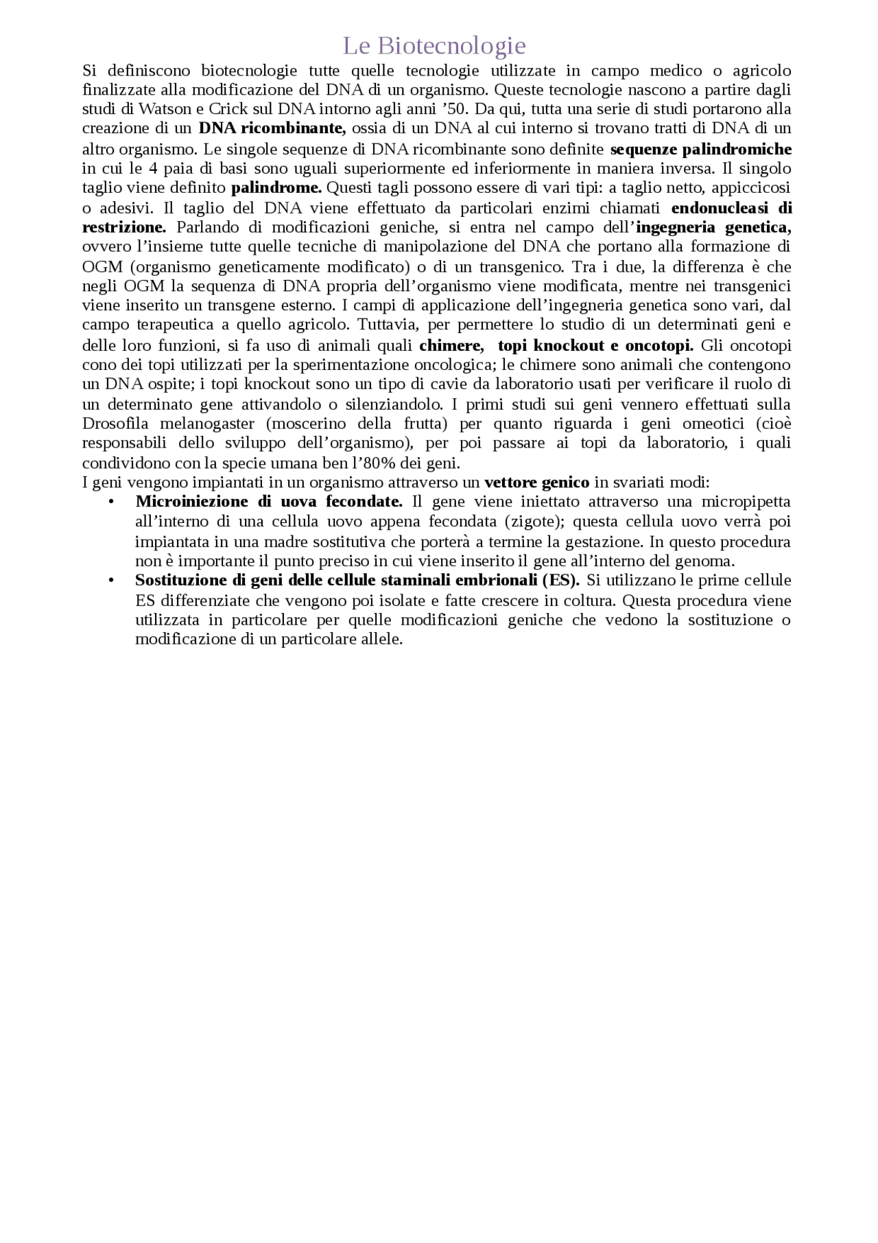 Biotecnologie Docsity