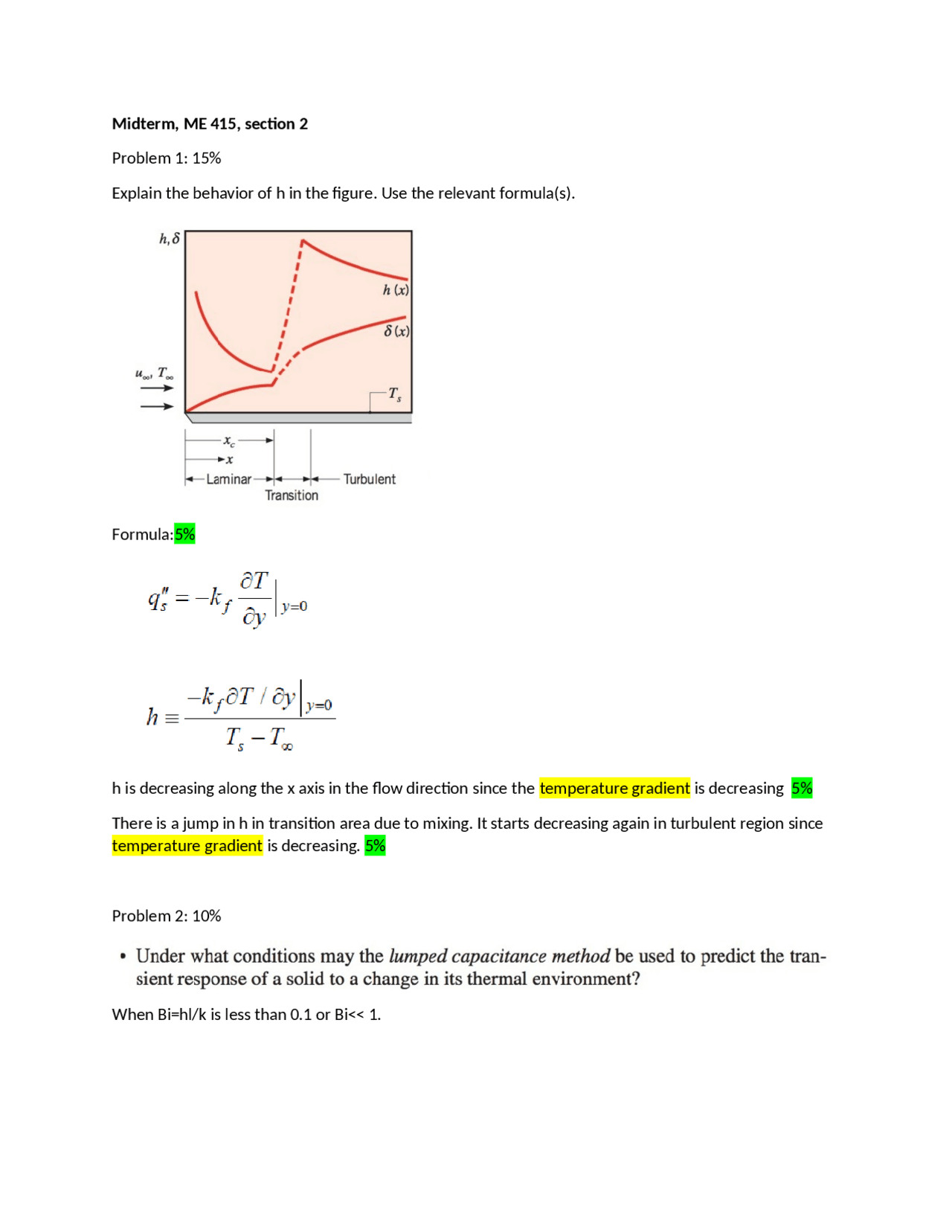 Steady State Temperature Distribution - Heat Transfer | ME 415 - Docsity