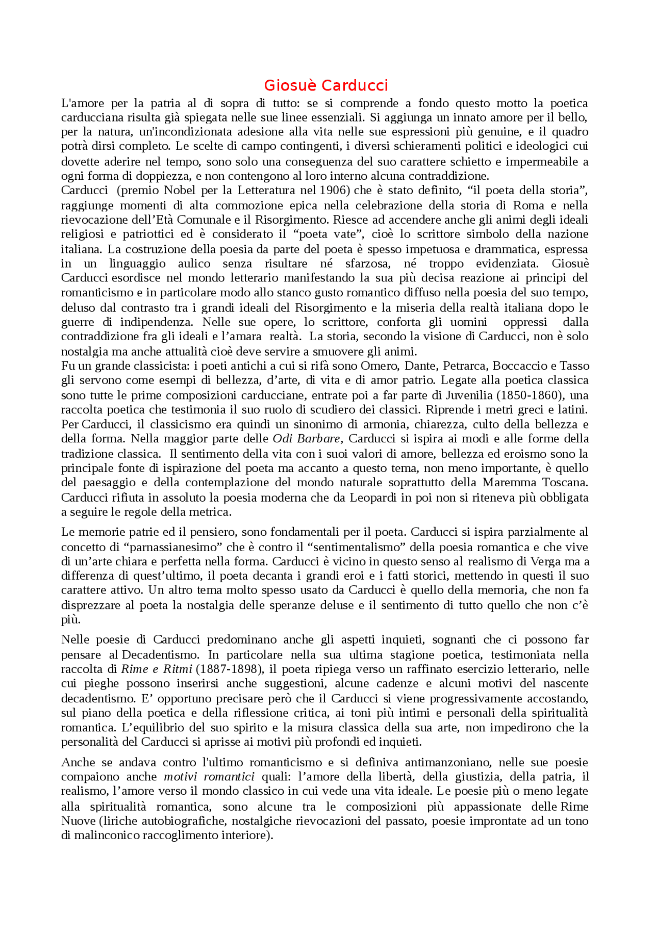 Carducci Docsity