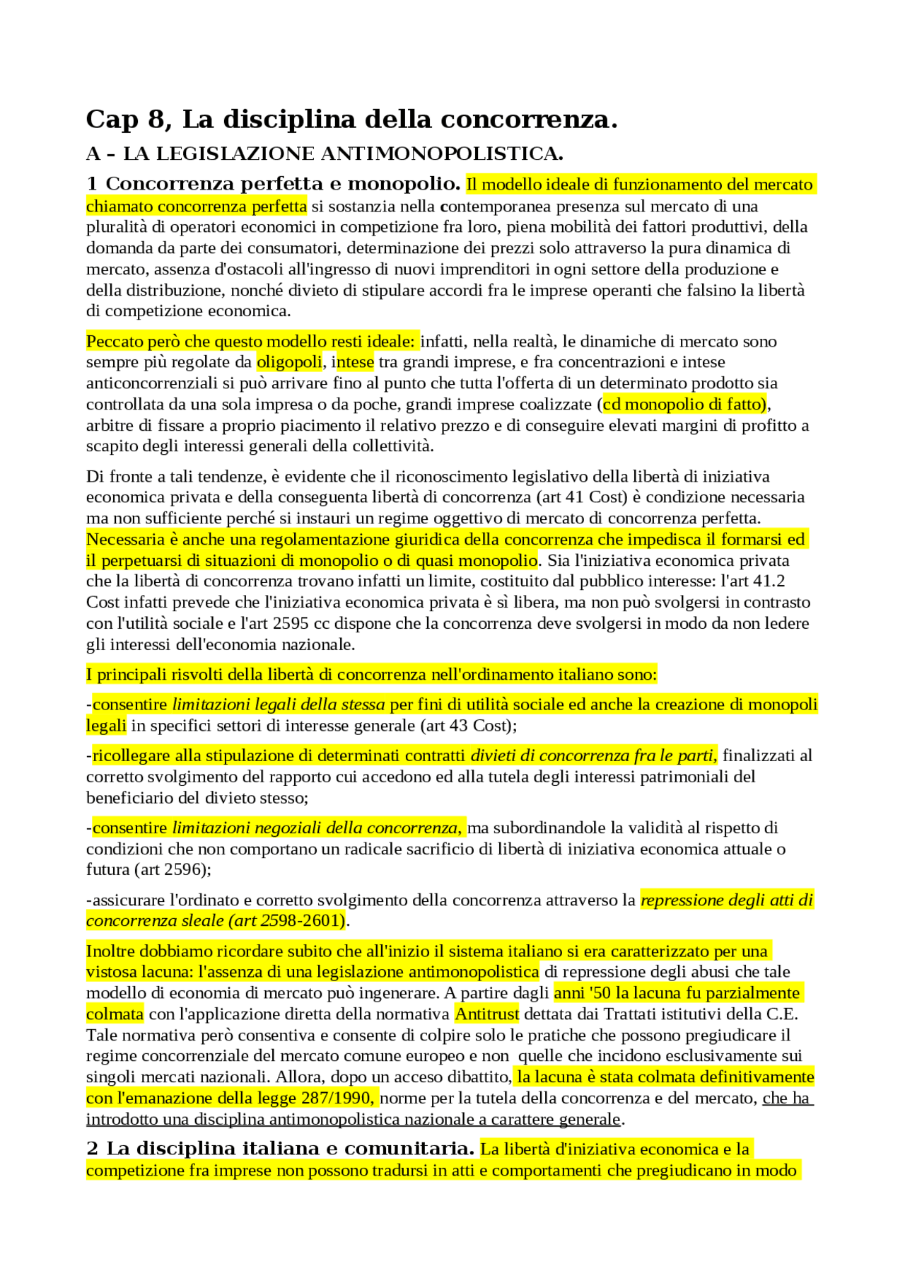 8 la disciplina della concorrenza - Docsity